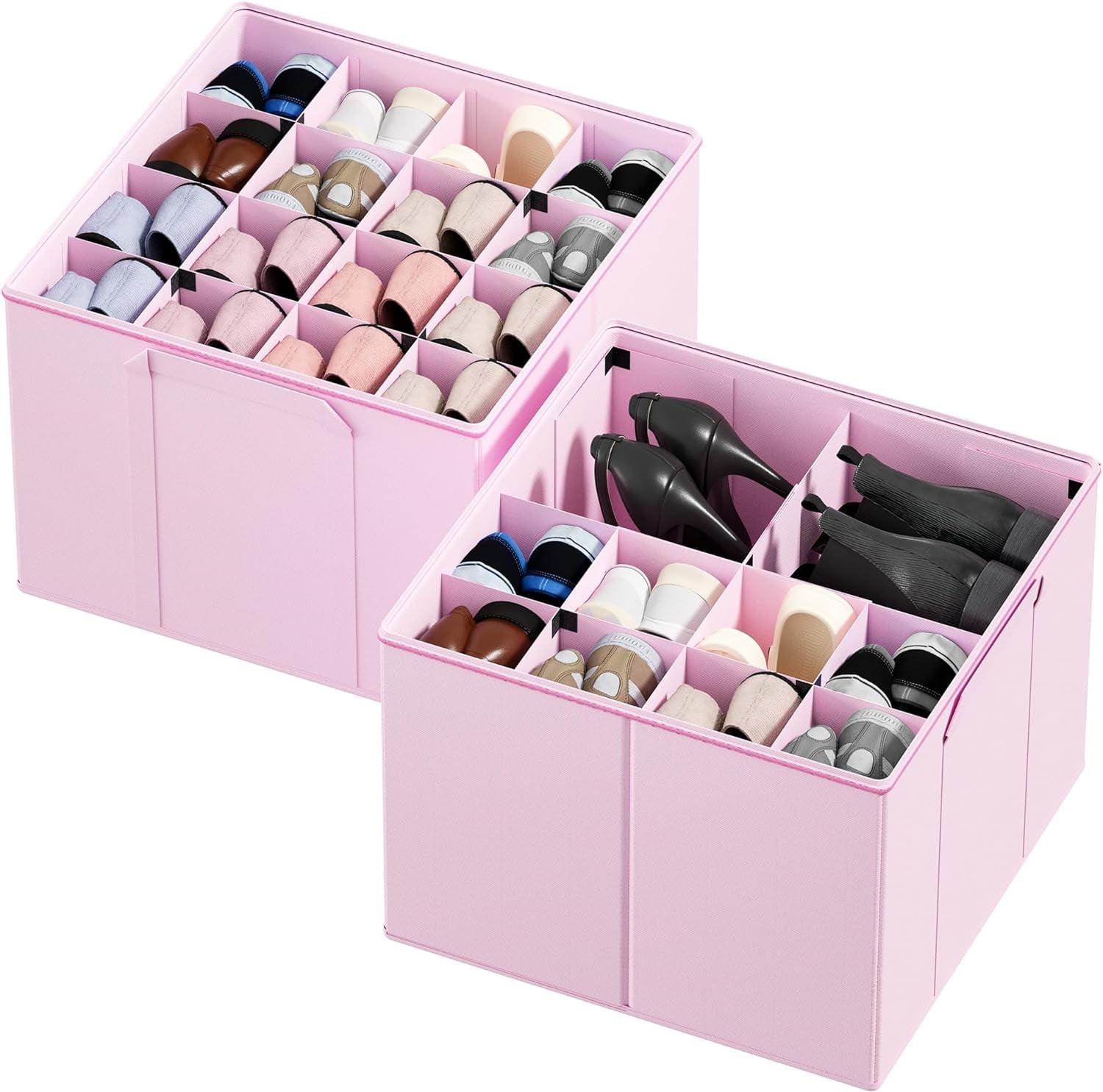 HEETLY Shoe Organizer for Closet, 2 Pack Foldable Shoe Storage ...