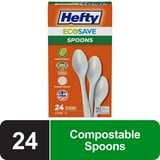 Hefty ECOSAVE Compostable Spoons, Disposable Spoon Set, 24 Count ...