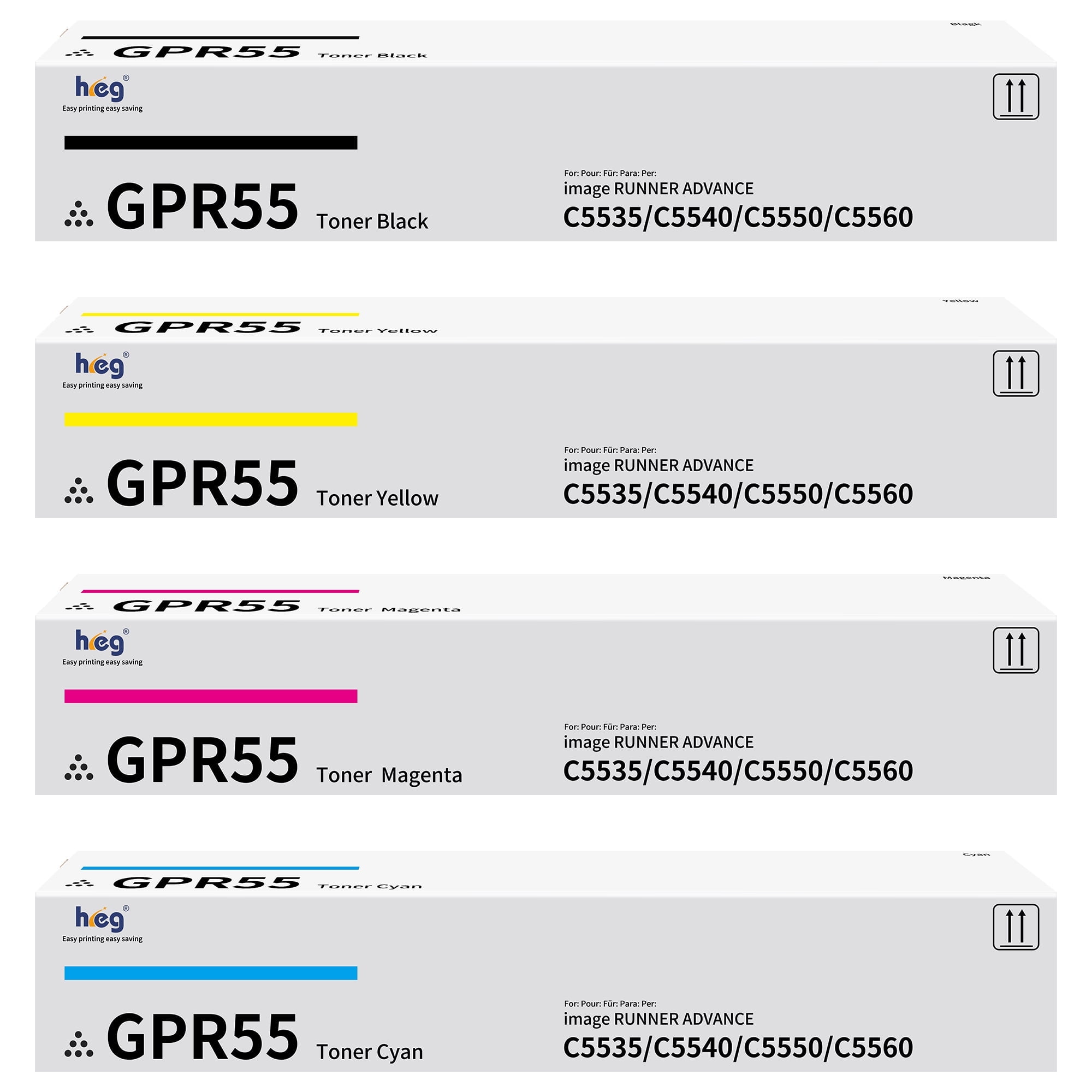 GPR55 GPR-55 Toner Cartridge Black Cyan Magenta Yellow High Yield ...