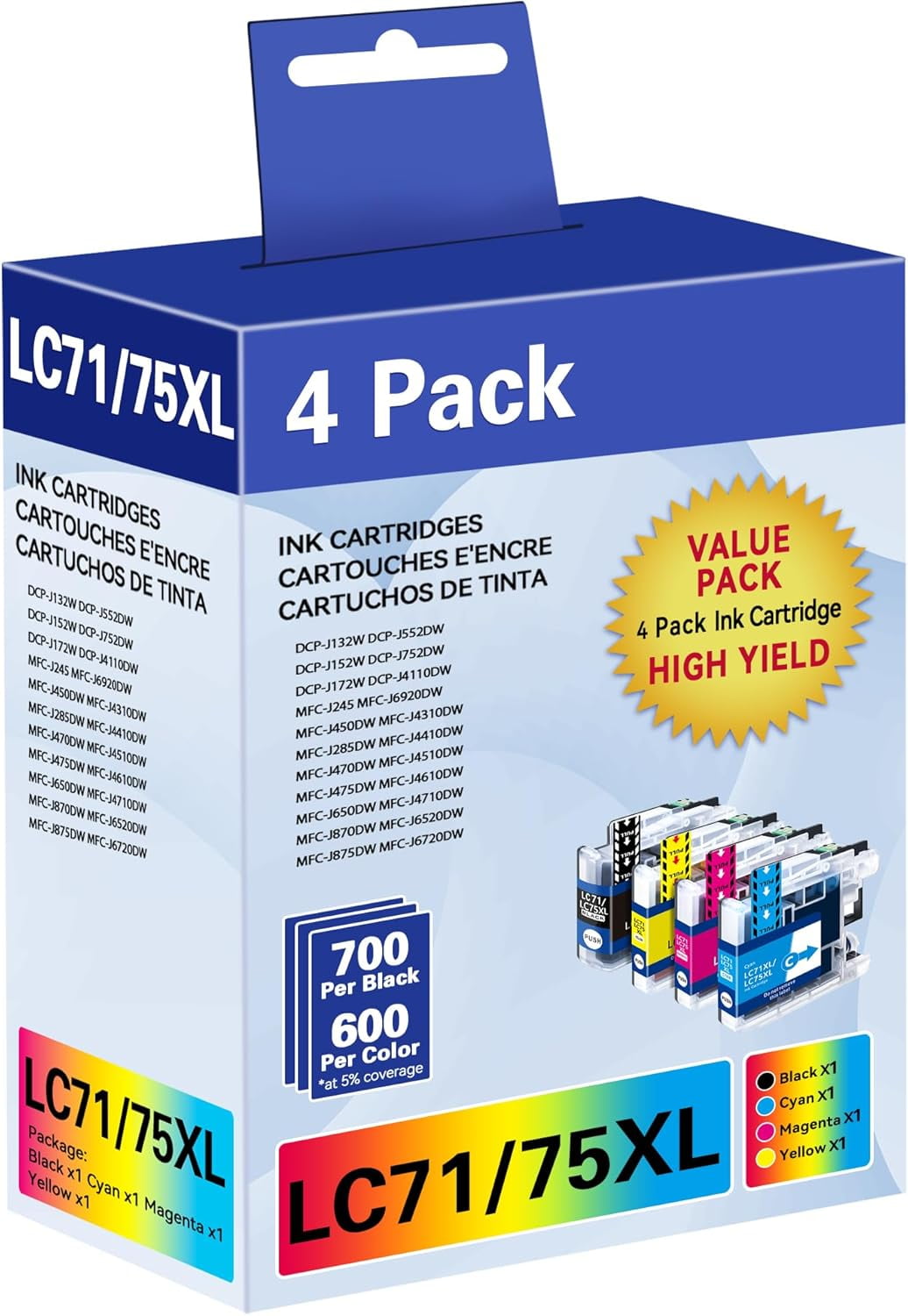 HEG LC71 LC75 LC79 High Yield Compatible Ink Cartridge Replacement for ...
