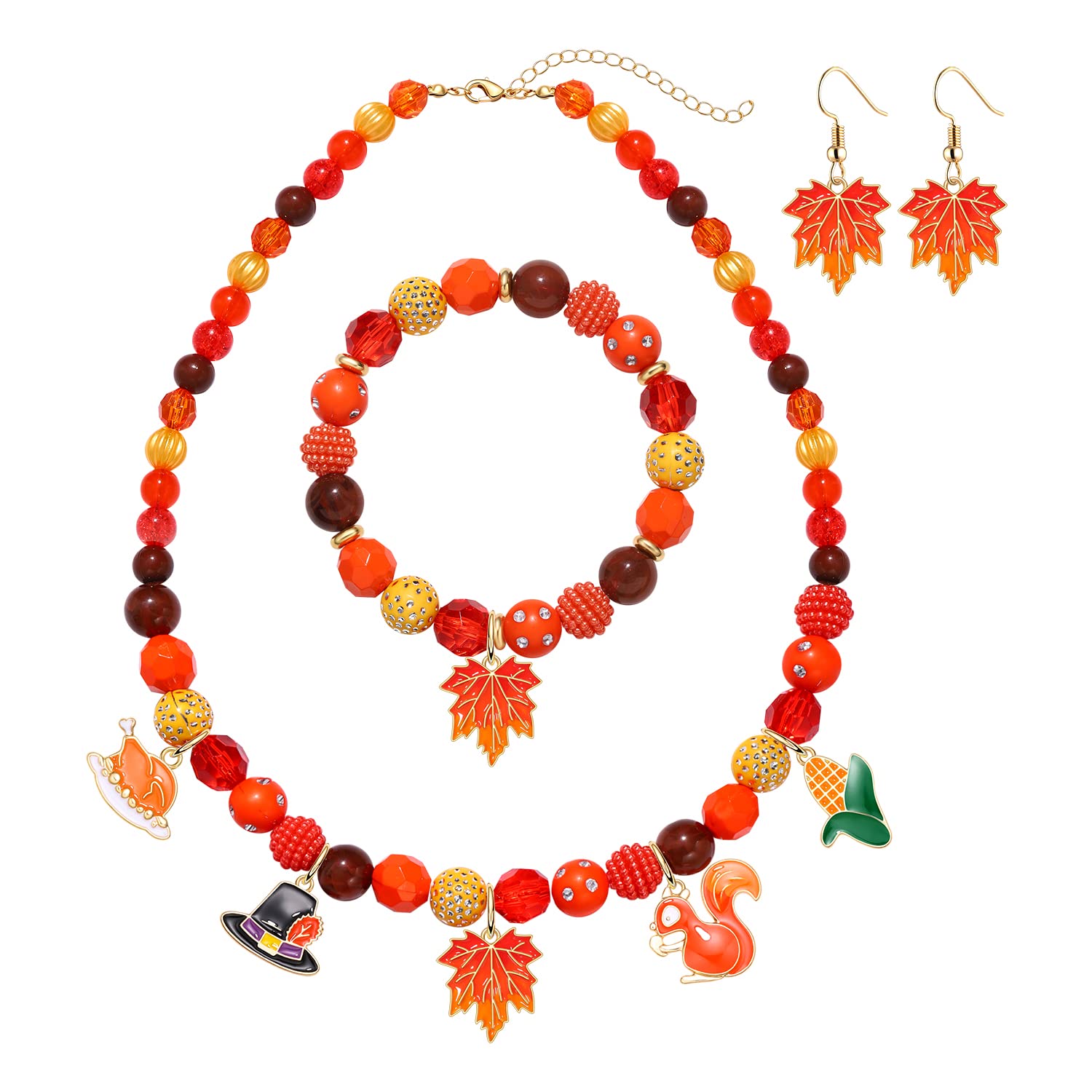 HEIDKRUEGER Thanksgiving Jewelry Sets for Women,Chunky Rhinestone ...
