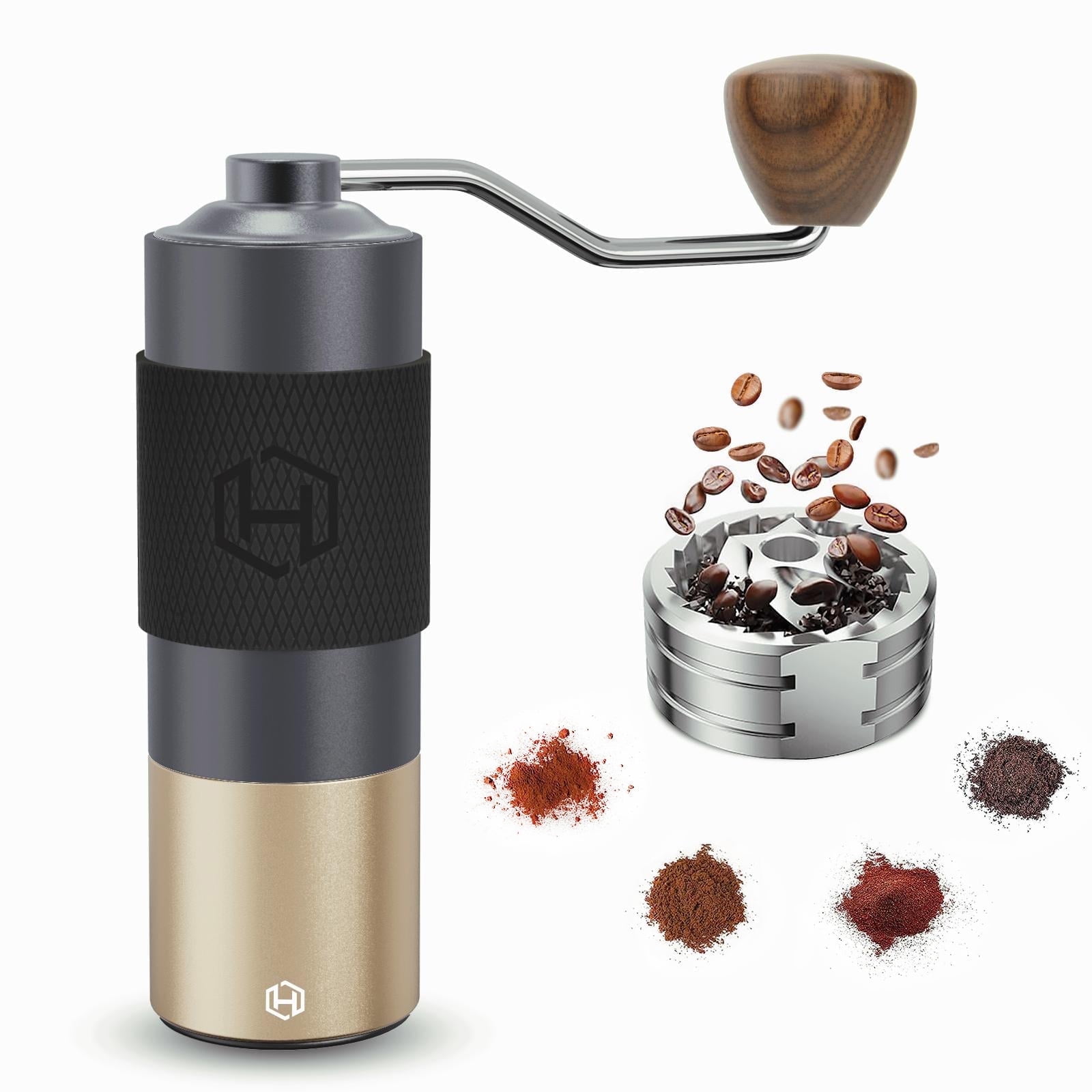 HEIHOX Pro Manual Coffee Grinder - Adjustable Stainless Steel Burr Mill ...