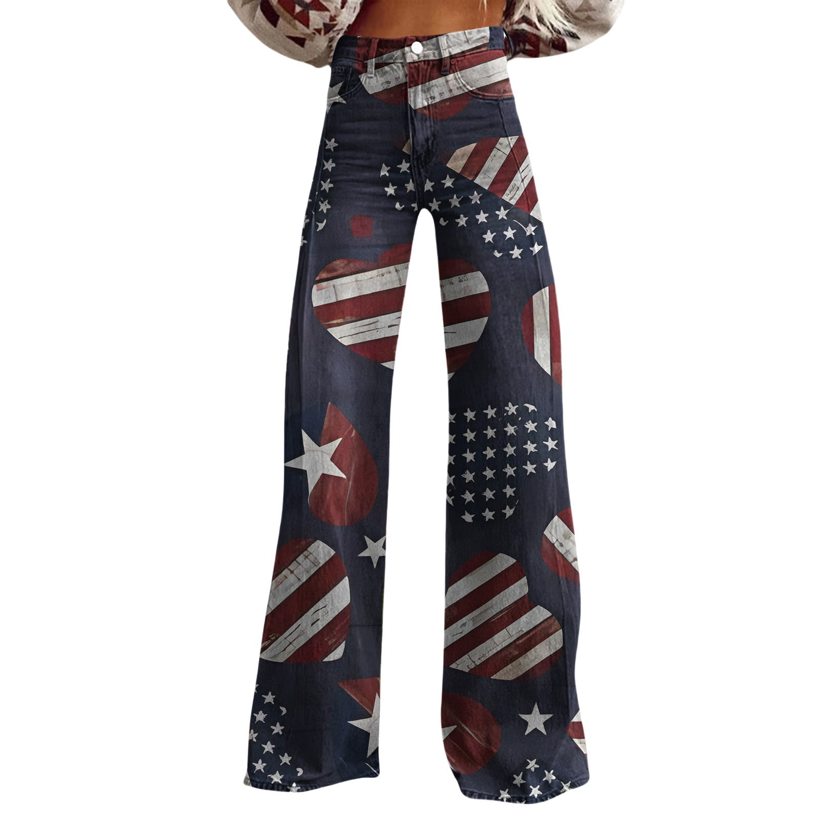 HEILAU 4th of July Pants for Women Independence Day American Flag Wide ...