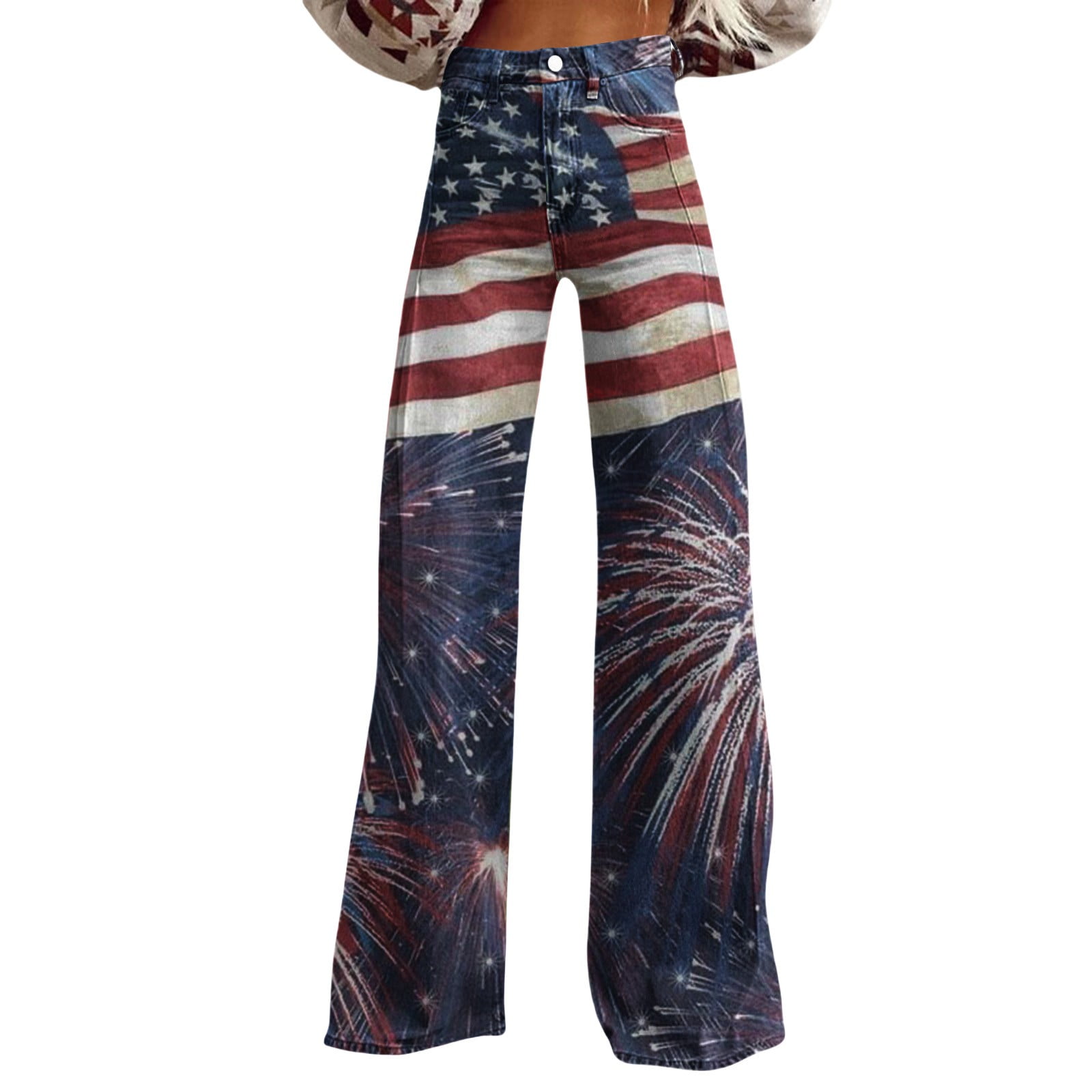HEILAU 4th of July Pants for Women Independence Day American Flag Wide ...