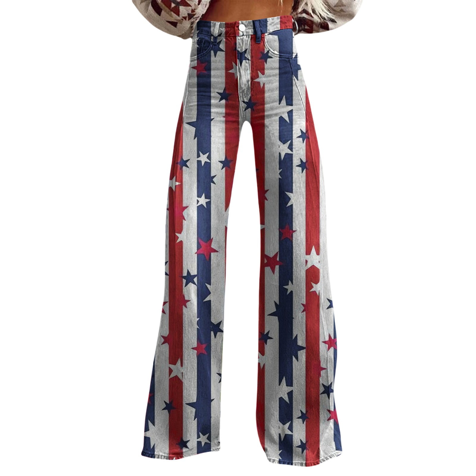 HEILAU 4th of July Pants for Women Independence Day American Flag Wide ...