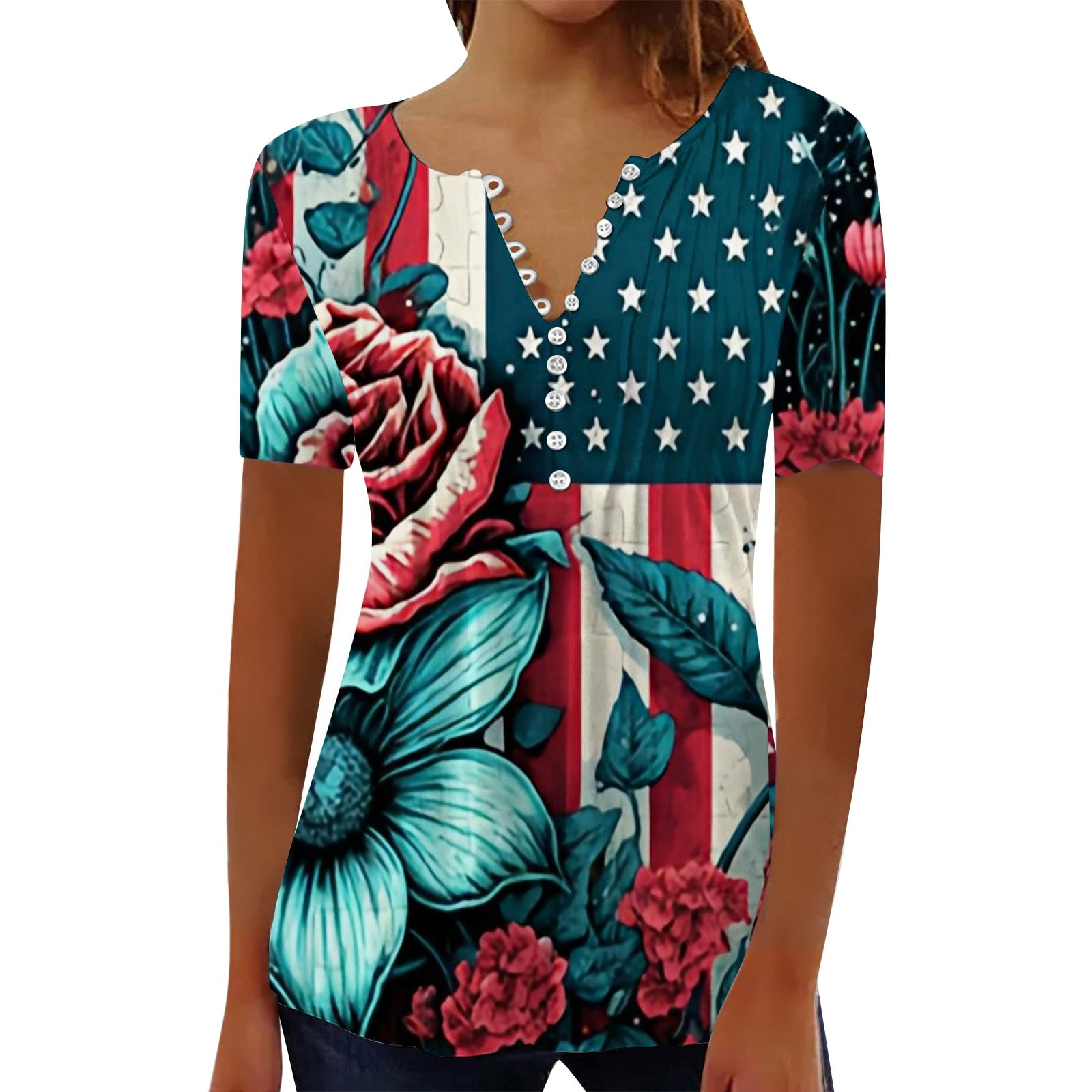 HEILAU 4th of July Shirts for Women Independence Day American Flag ...