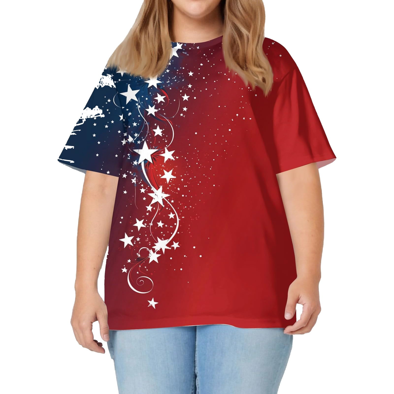HEILAU 4th of July Shirts for Women Plus Size Independence Day American ...