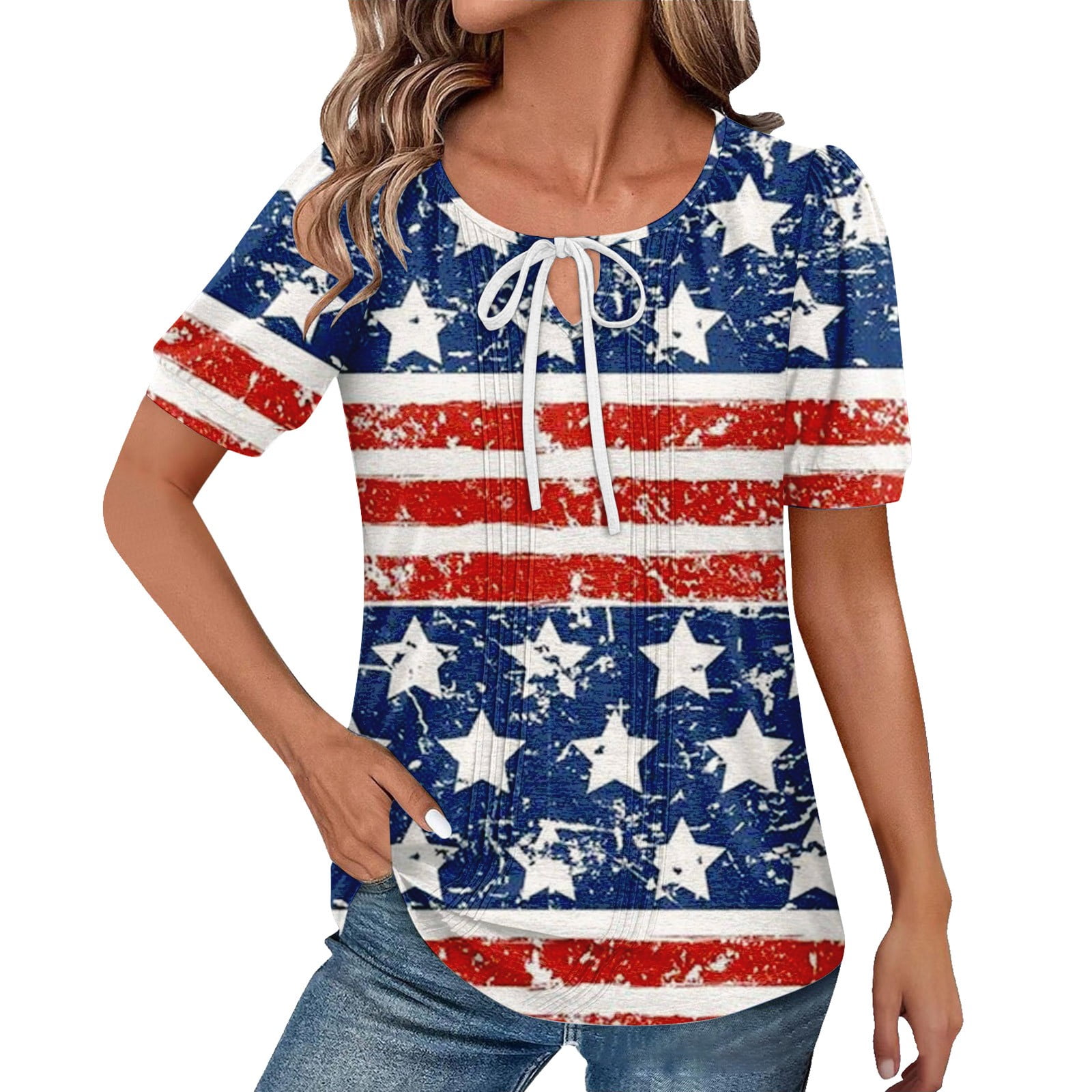 HEILAU American Flag Graphic T Shirts for Women 4th of July Short ...