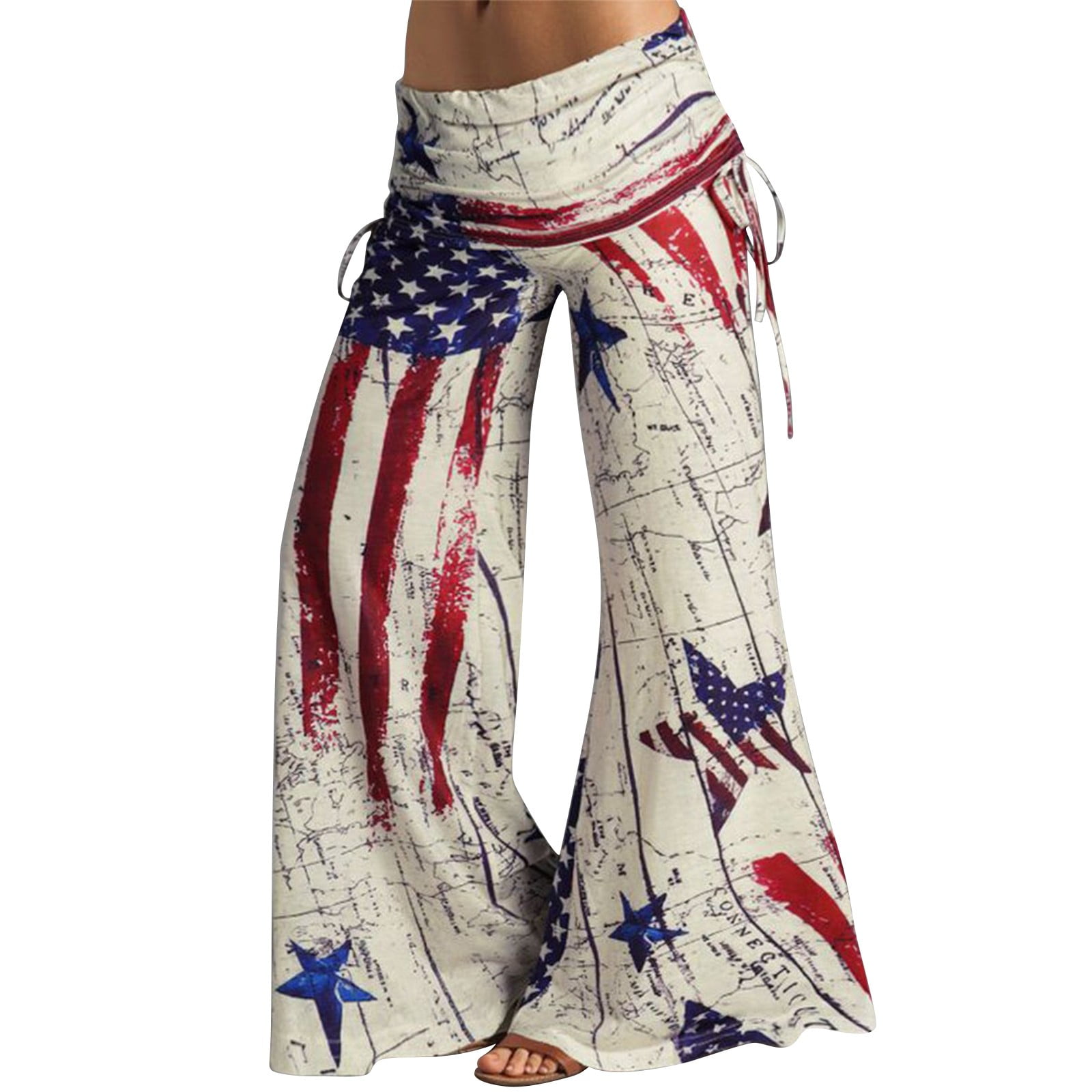 HEILAU Independence Day Pants for Women Plus Size Fashion American Flag ...