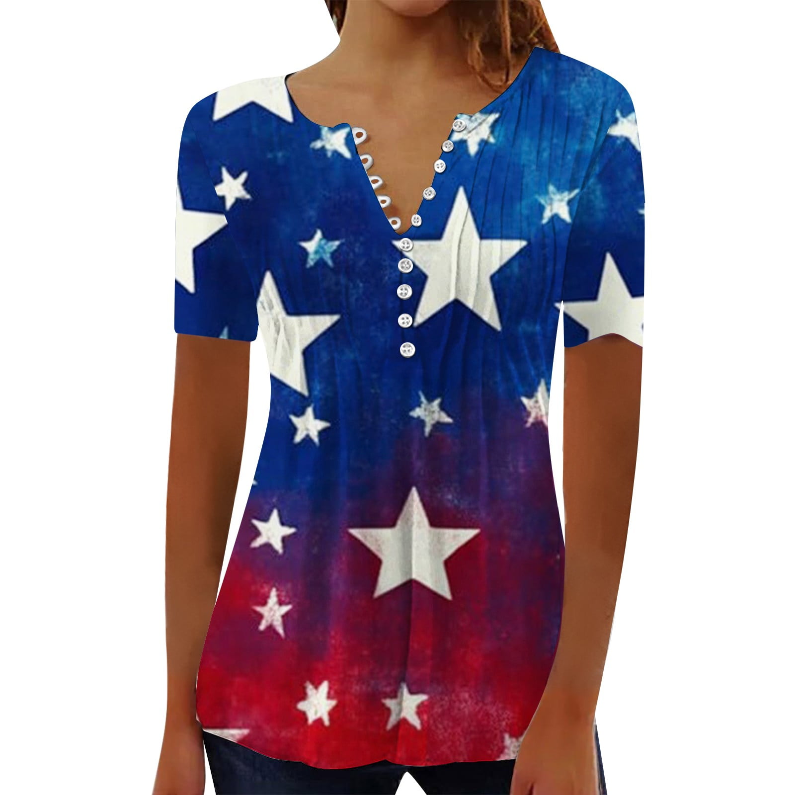 HEILAU Independence Day Shirts for Women Plus Size American Flag ...