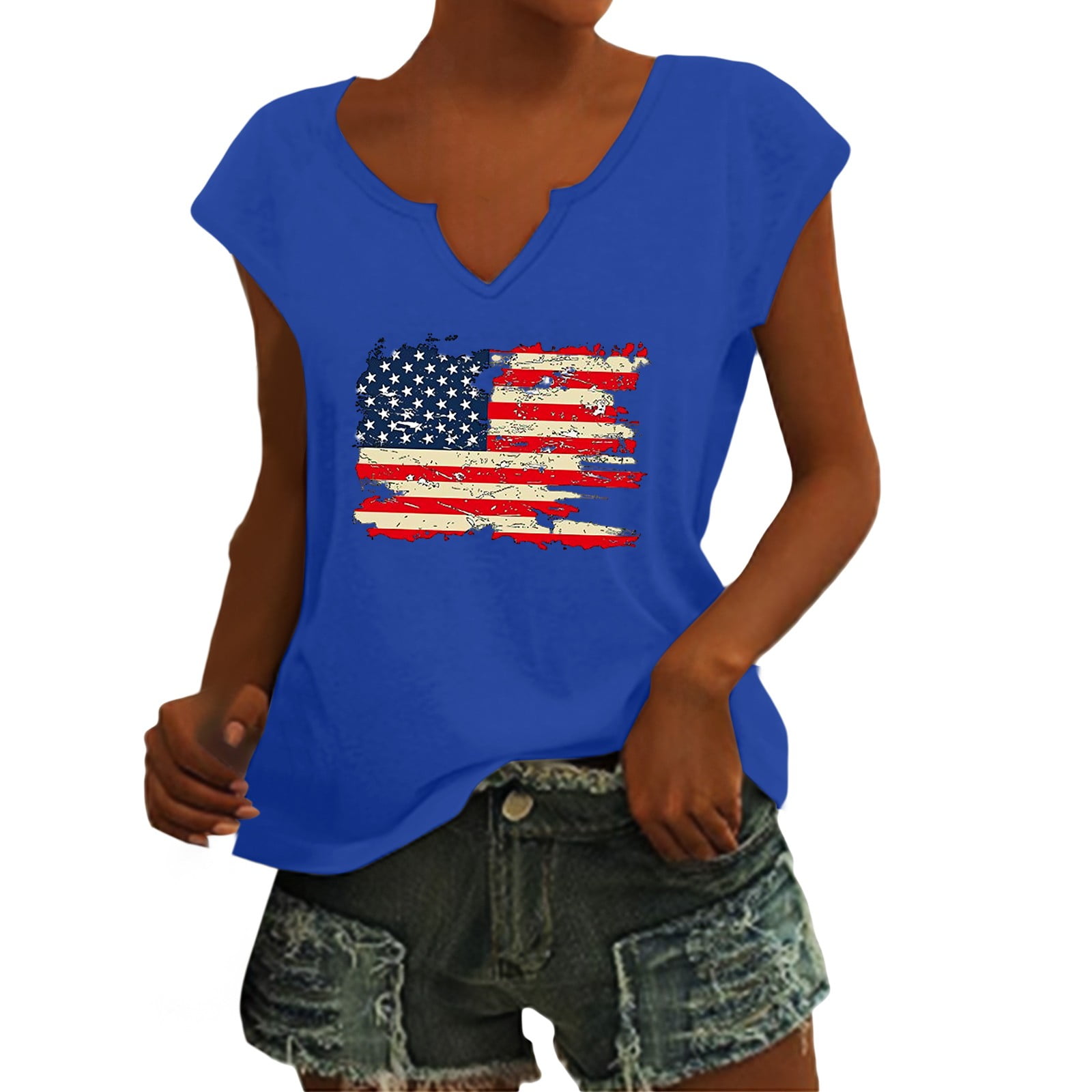 HEILAU Independence Day Shirts for Women American Flag Graphic Tees ...