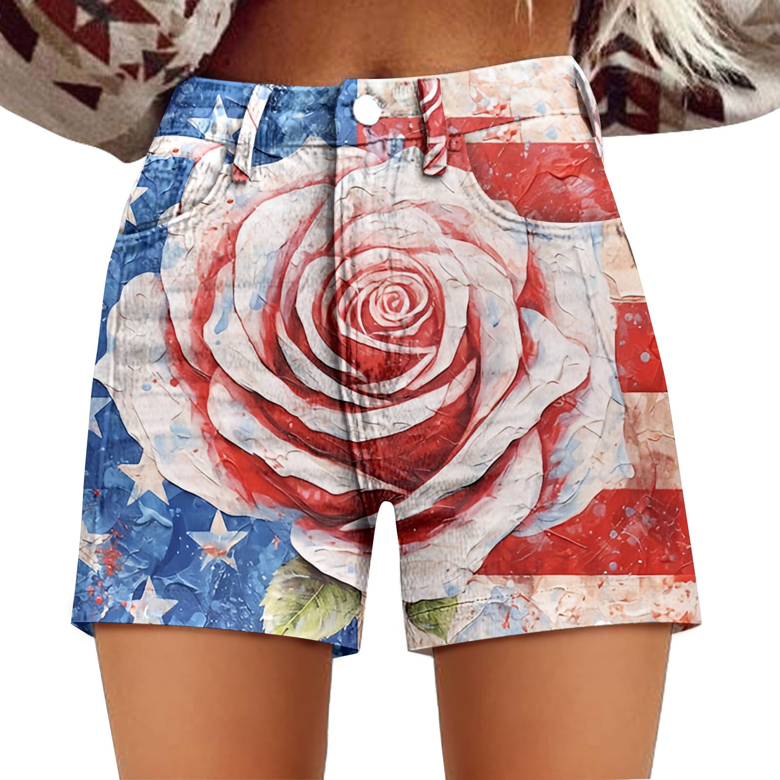 HEILAU Independence Day Shorts for Women 4th of July Summer Print ...