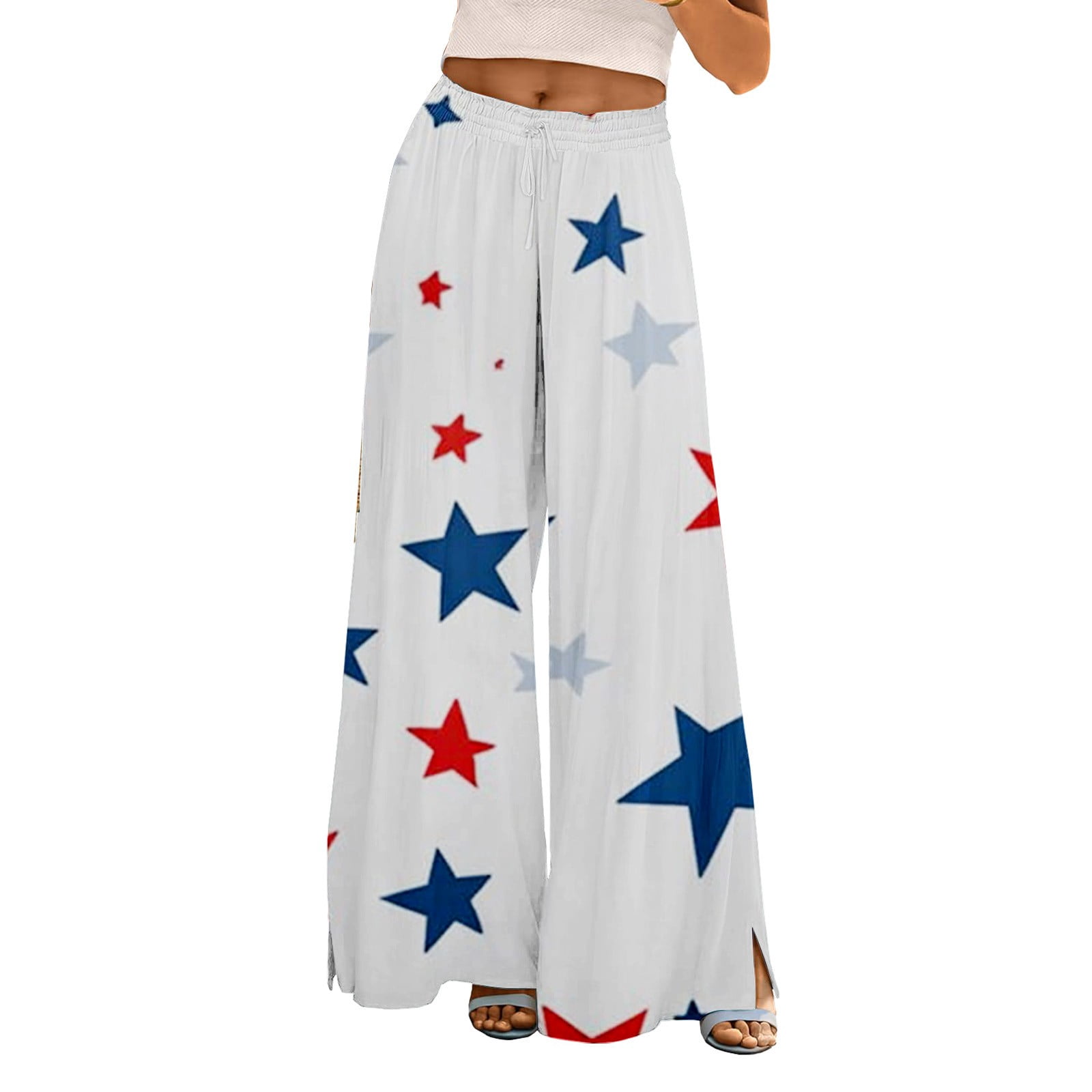 HEILAU Independence Day for Women American Flag Casual Fashion Wide Leg ...
