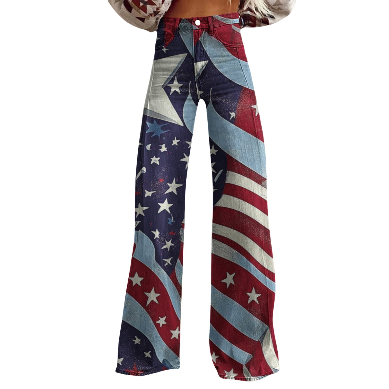 HEILAU Independence Day for Women American Flag Wide Leg Pants Woman ...