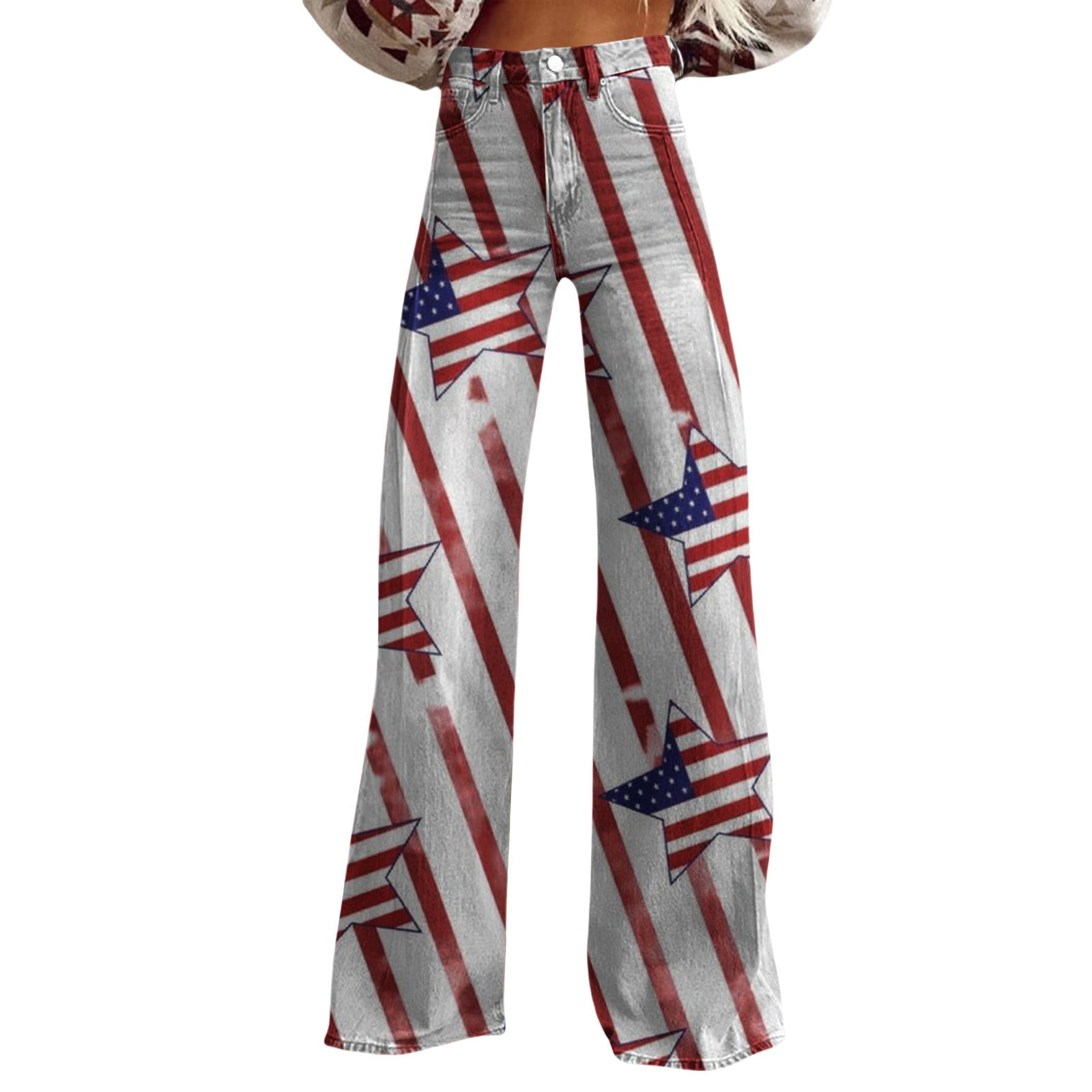 HEILAU Independence Day for Women American Flag Wide Leg Pants Woman ...