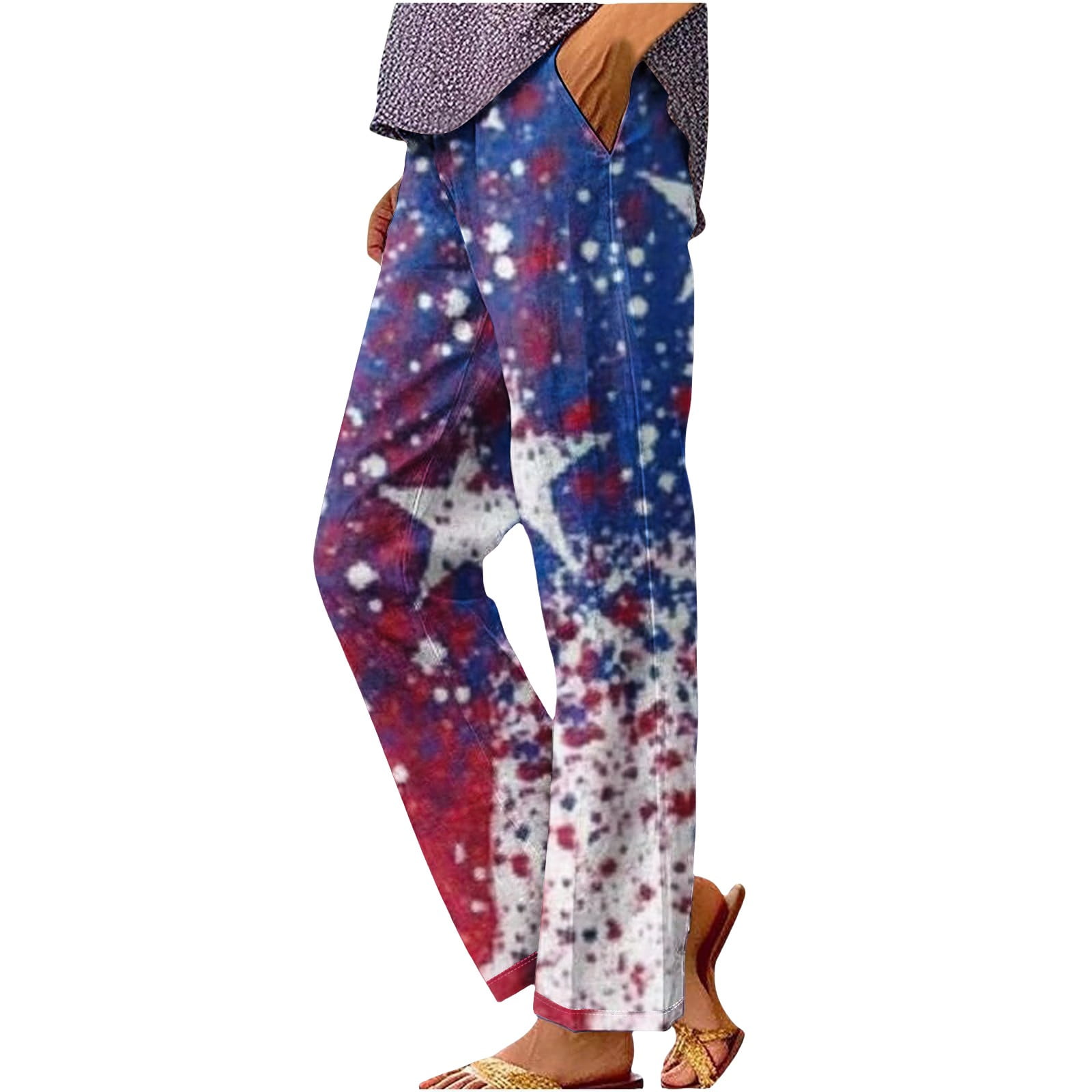 HEILAU Linen Pants for Women American Flag Independence Day 4th Of July ...