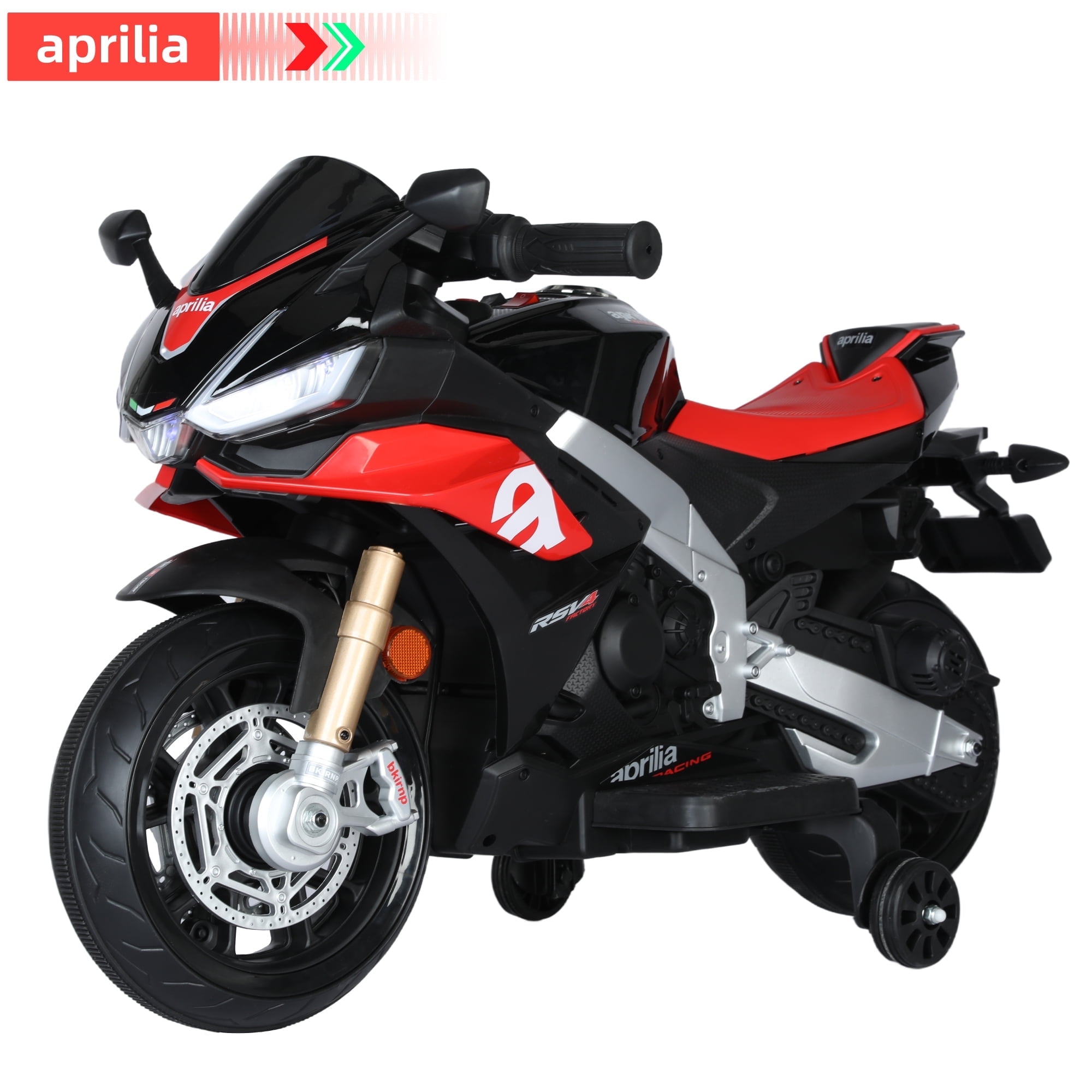 HEIMILI Black 12V Aprilia Kids Motorcycle Training Wheels Battery ...