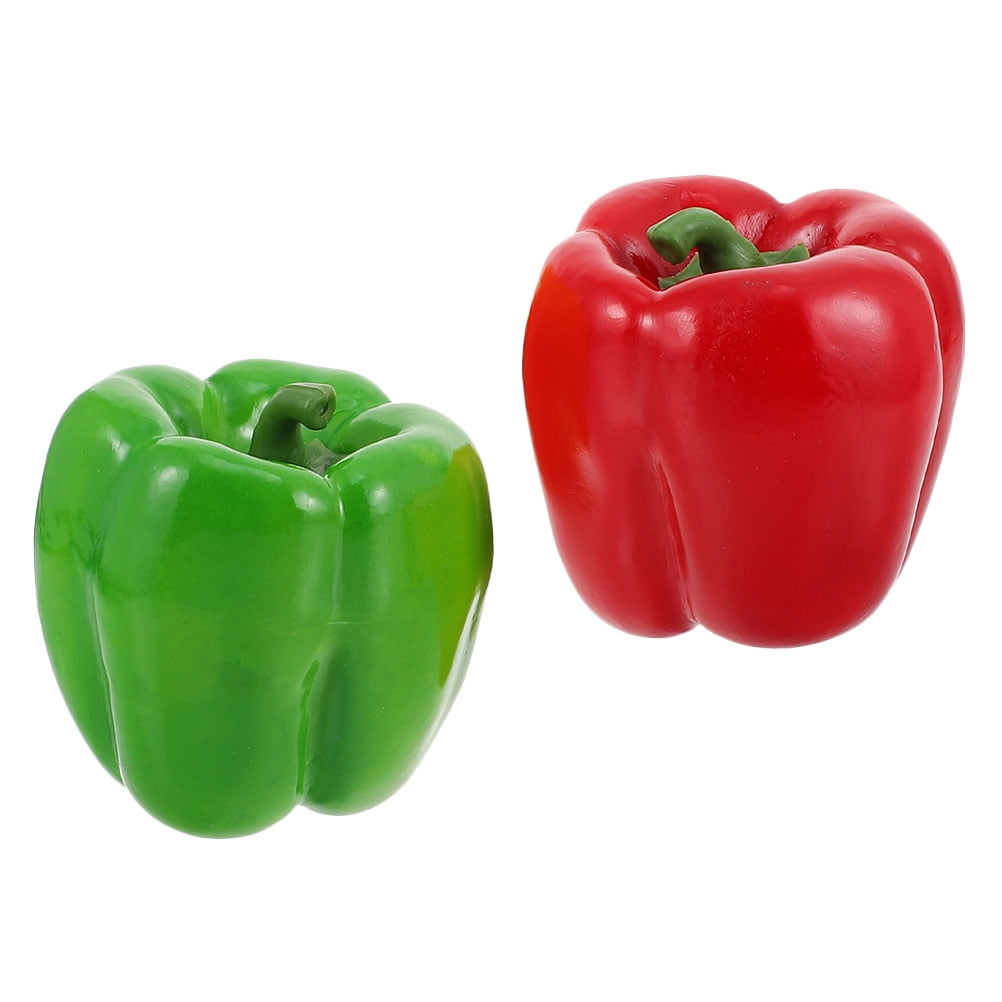 HEIN Lifelike Red Green Foam Simulated Fake Bell Peppers, Set of 2 ...