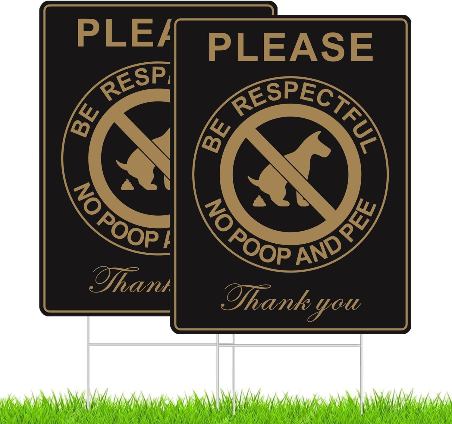 HEIOKEY 2 PCS Double Sided 12x9 Inches No Pooping or Peeing Dog Sign ...