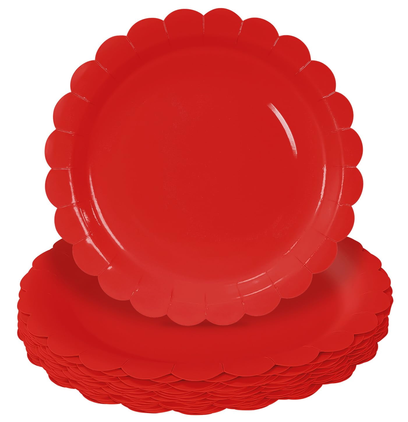 HEIPINIUYE 50 Pieces Red RRF12 Paper Plates 9 Inch Red Scalloped Plates ...