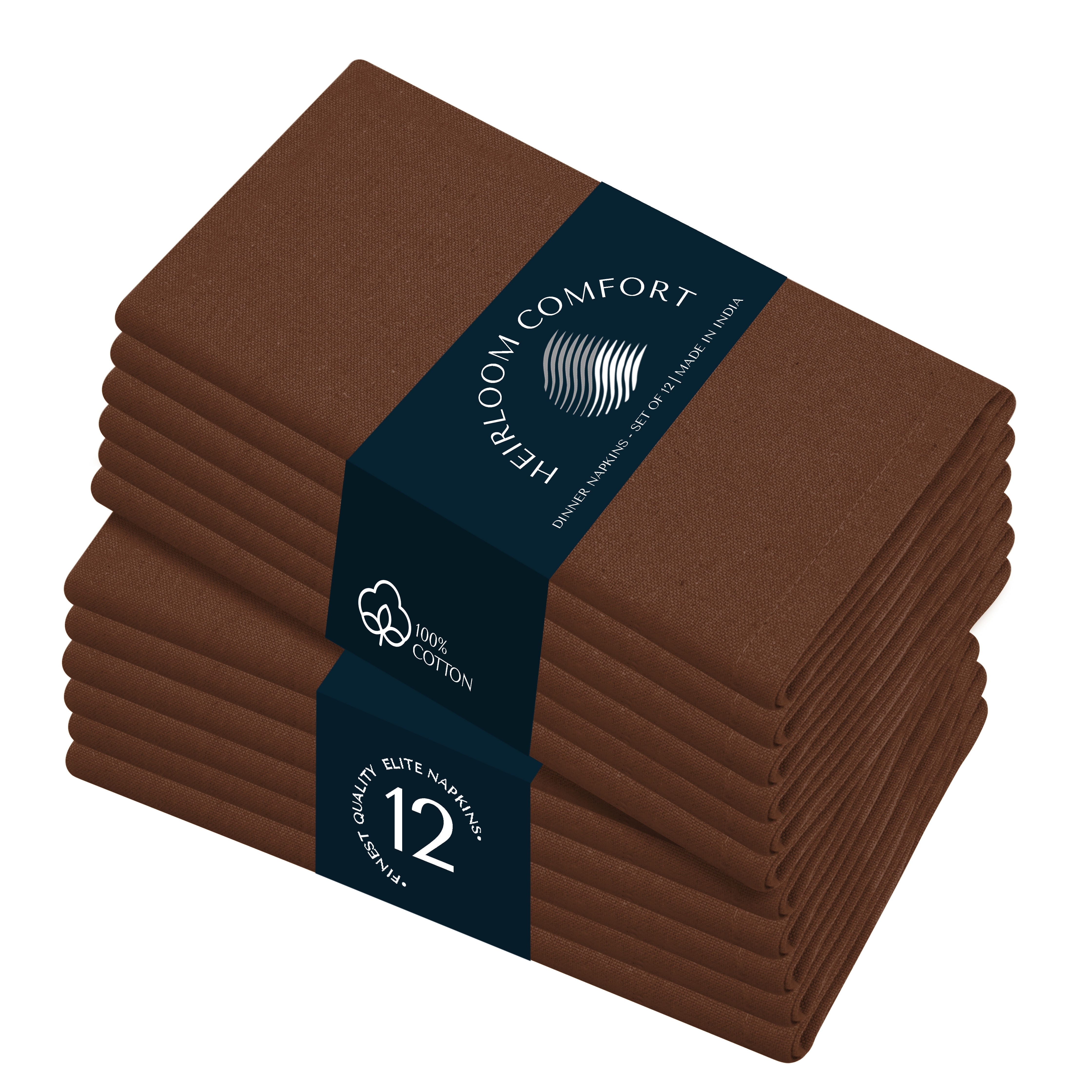 HEIRLOOM COMFORT Brown Cloth Napkins - 100% Cotton, Soft, Durable ...