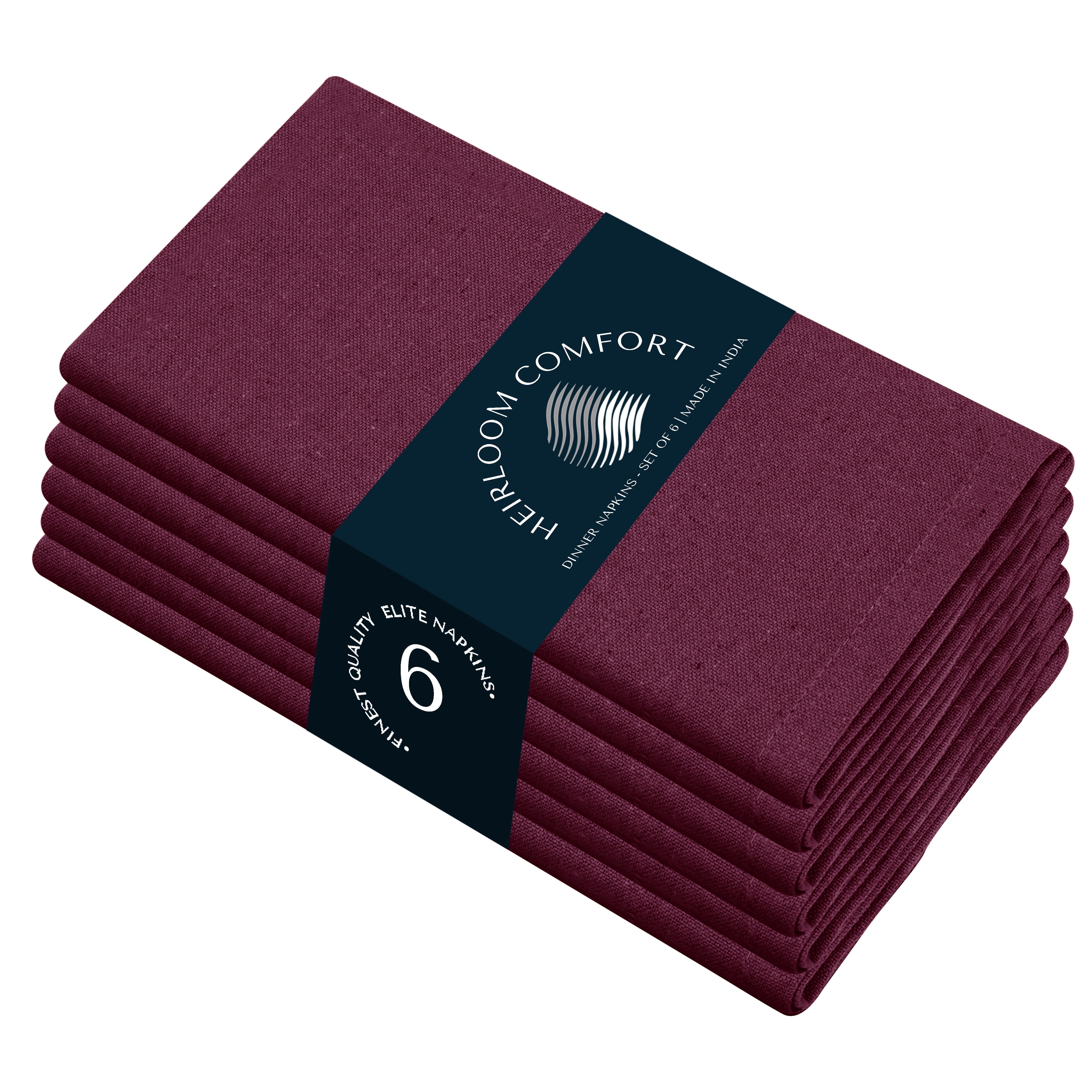 HEIRLOOM COMFORT Burgundy Wine Cloth Napkins 17"x17" - Set of 6 ...
