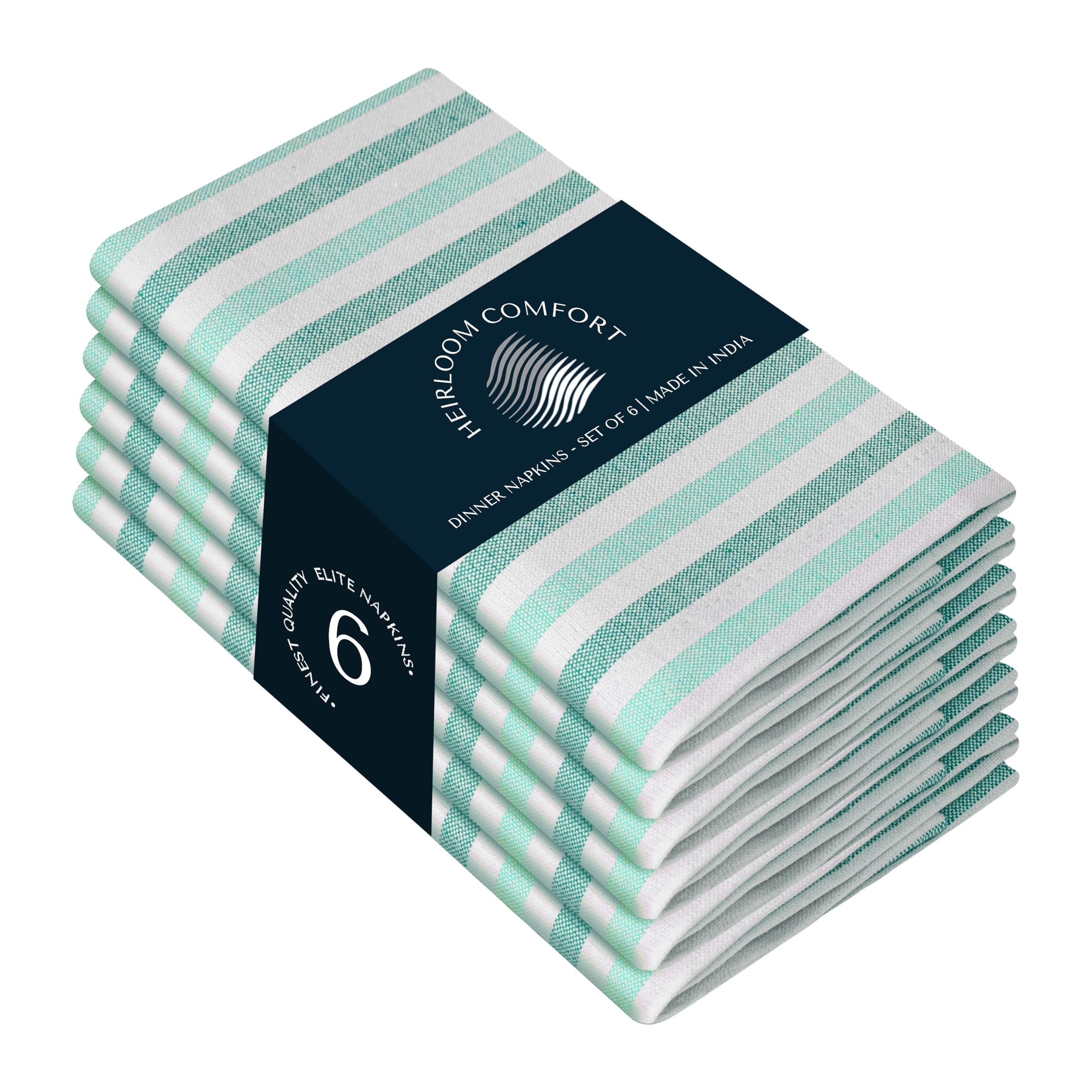 HEIRLOOM COMFORT Fiesta Striped Cloth Napkins Set of 6, 18x18 Inch, 100 ...