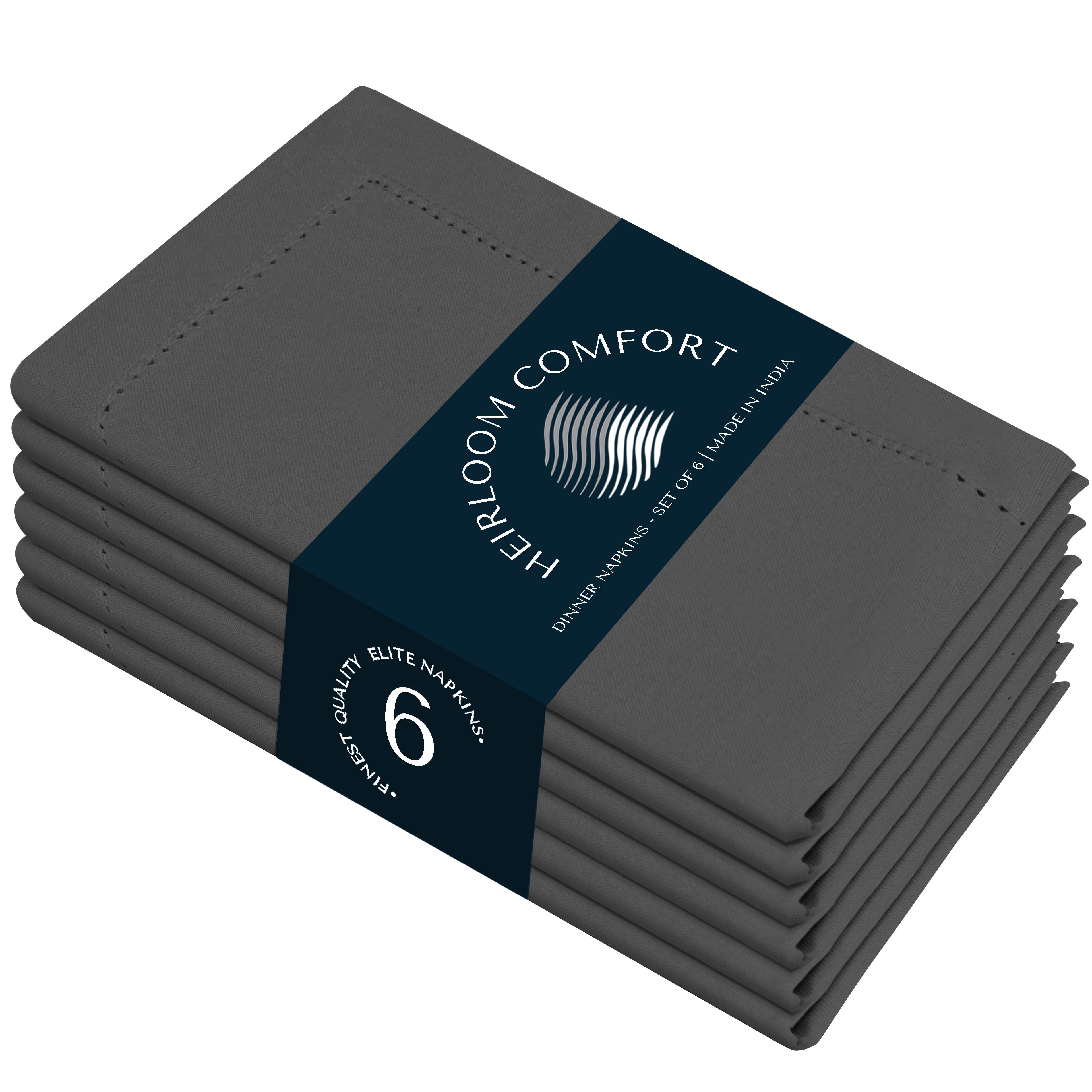 HEIRLOOM COMFORT Grey Cloth Napkins Set of 6, 18"x18" - Durable, Absorbent, Soft, Reusable ...