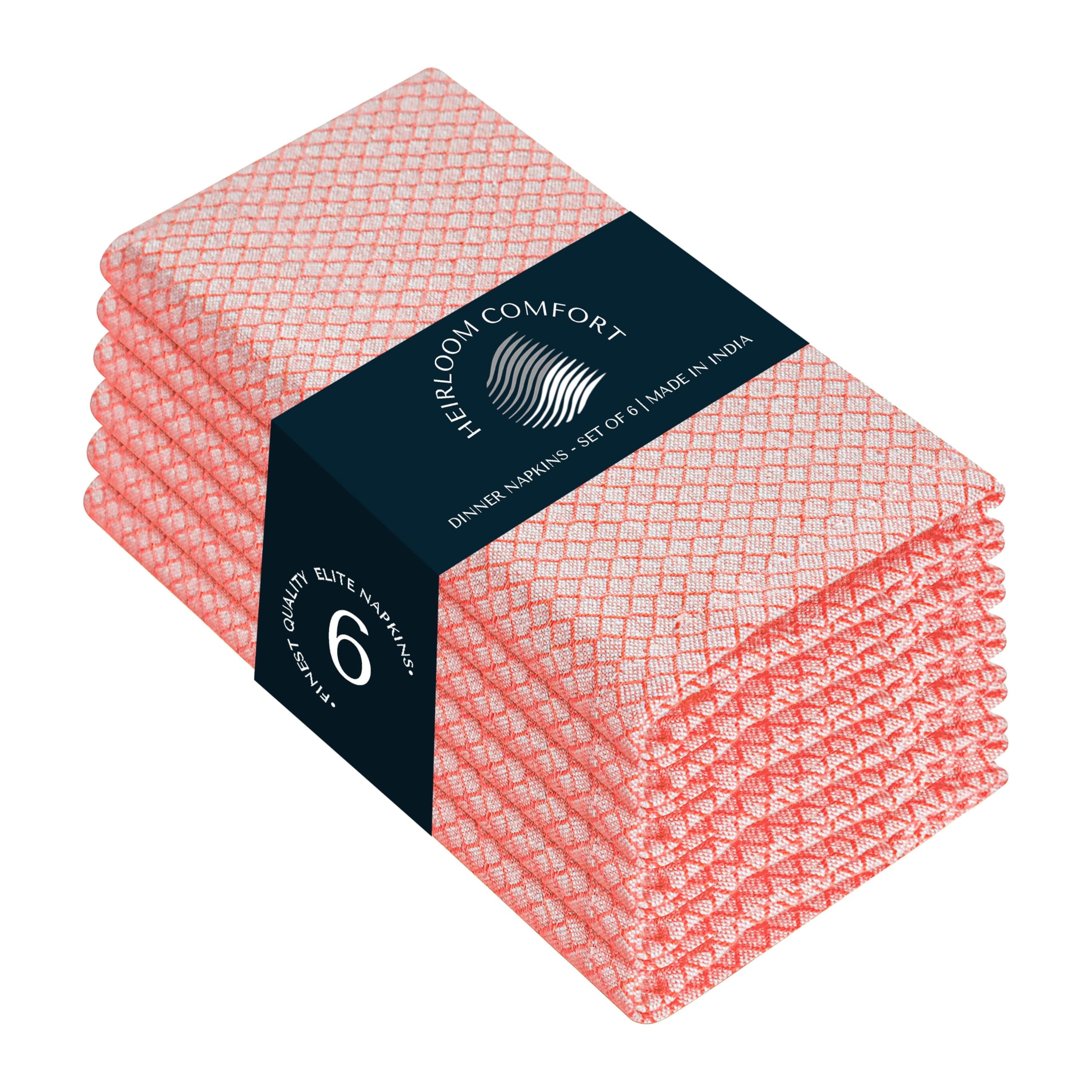 HEIRLOOM COMFORT Orange Honeycomb Cloth Napkins Set of 6, 16x16 Inches ...