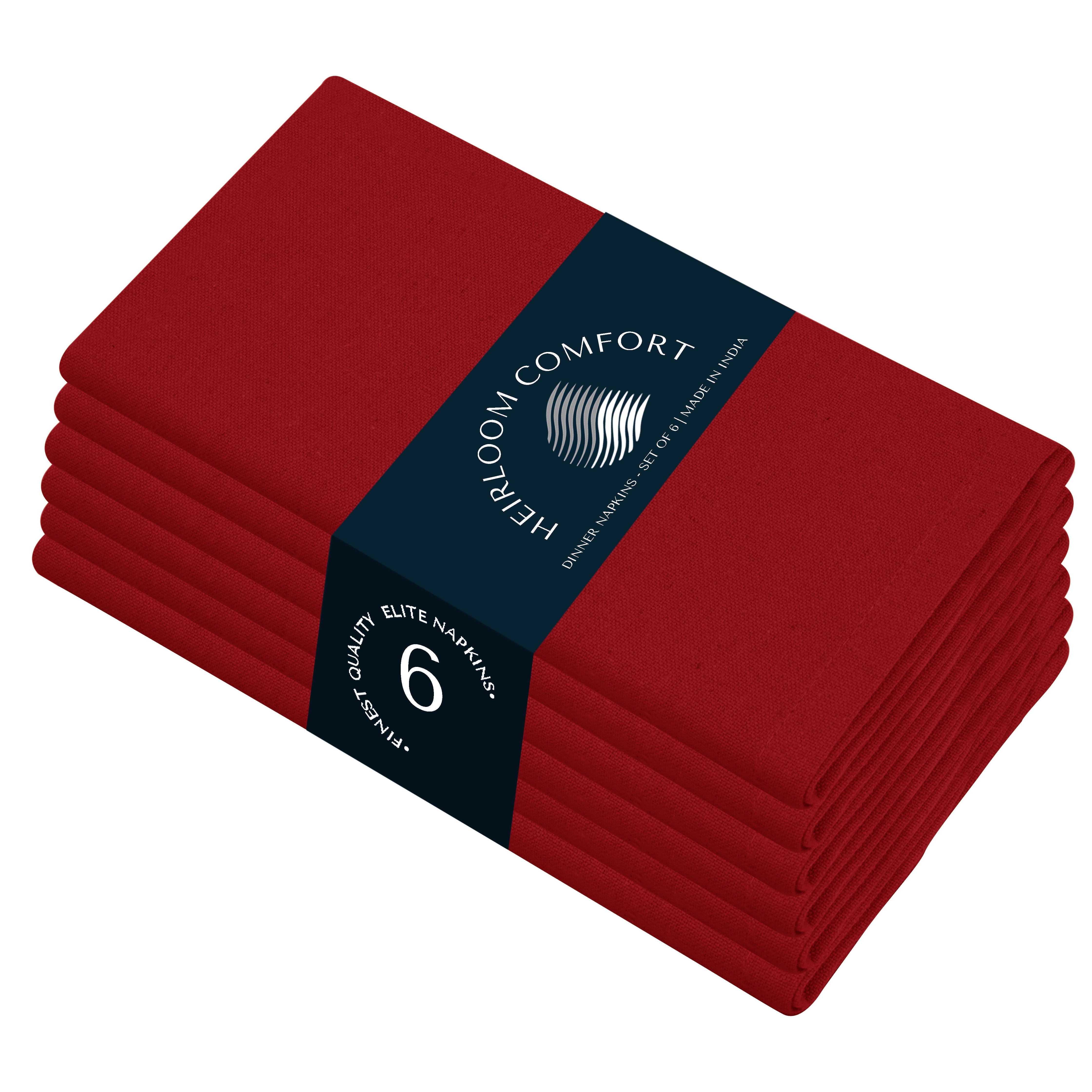 HEIRLOOM COMFORT Red Cloth Napkins 17x17 Inch - Set of 6 - Soft ...