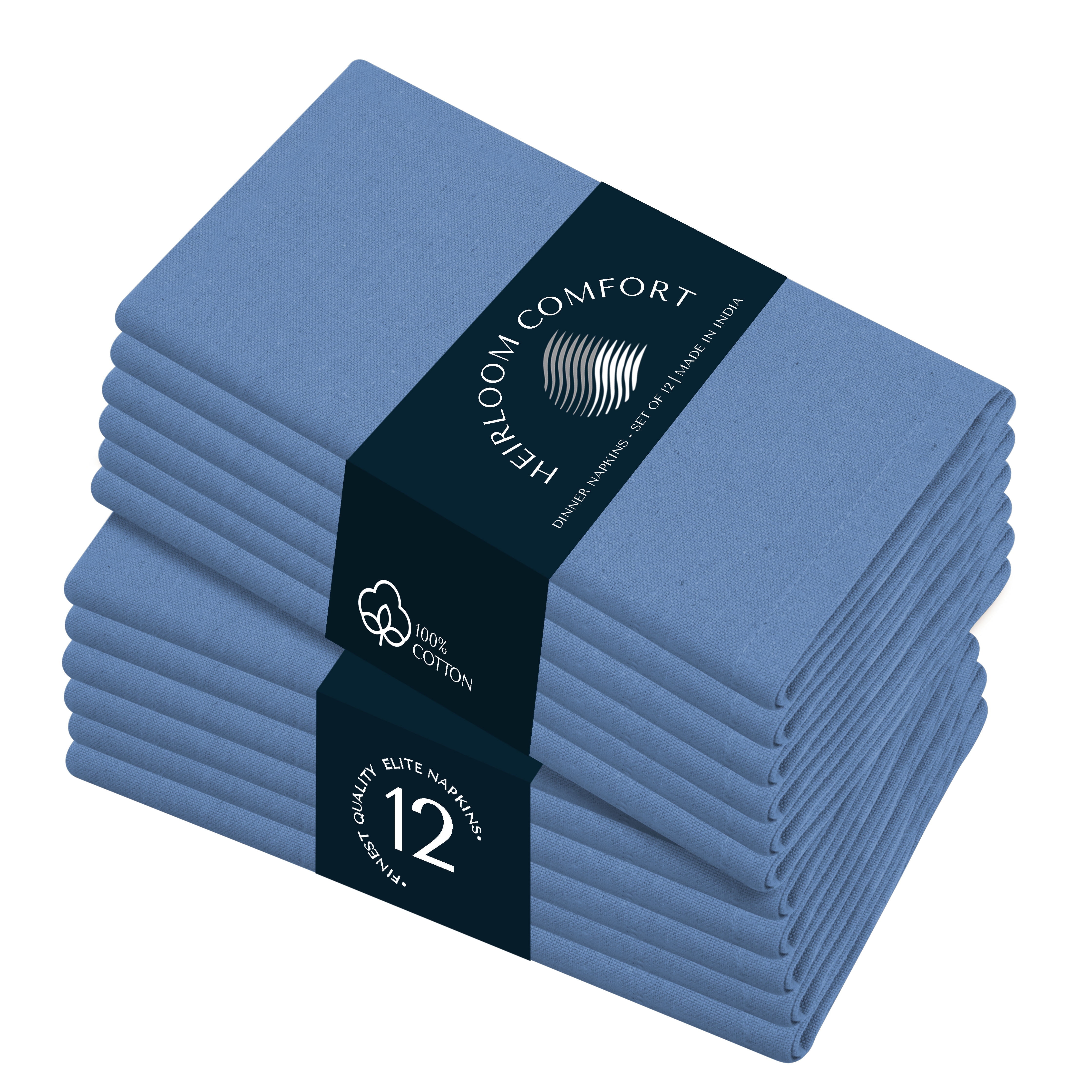 HEIRLOOM COMFORT Sky Blue Cloth Napkins 17x17 Inch - 100% Cotton ...