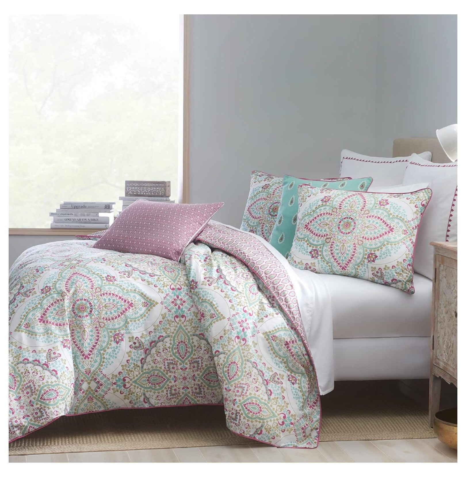 HEIRLOOMS 100% Cotton Reversible Comforter Set Queen Size, Percale ...