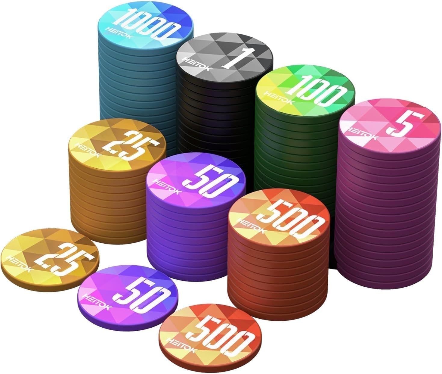 HEITOK Poker Chip Set with Denominations - 11.5g Weighted Chips - 100 ...