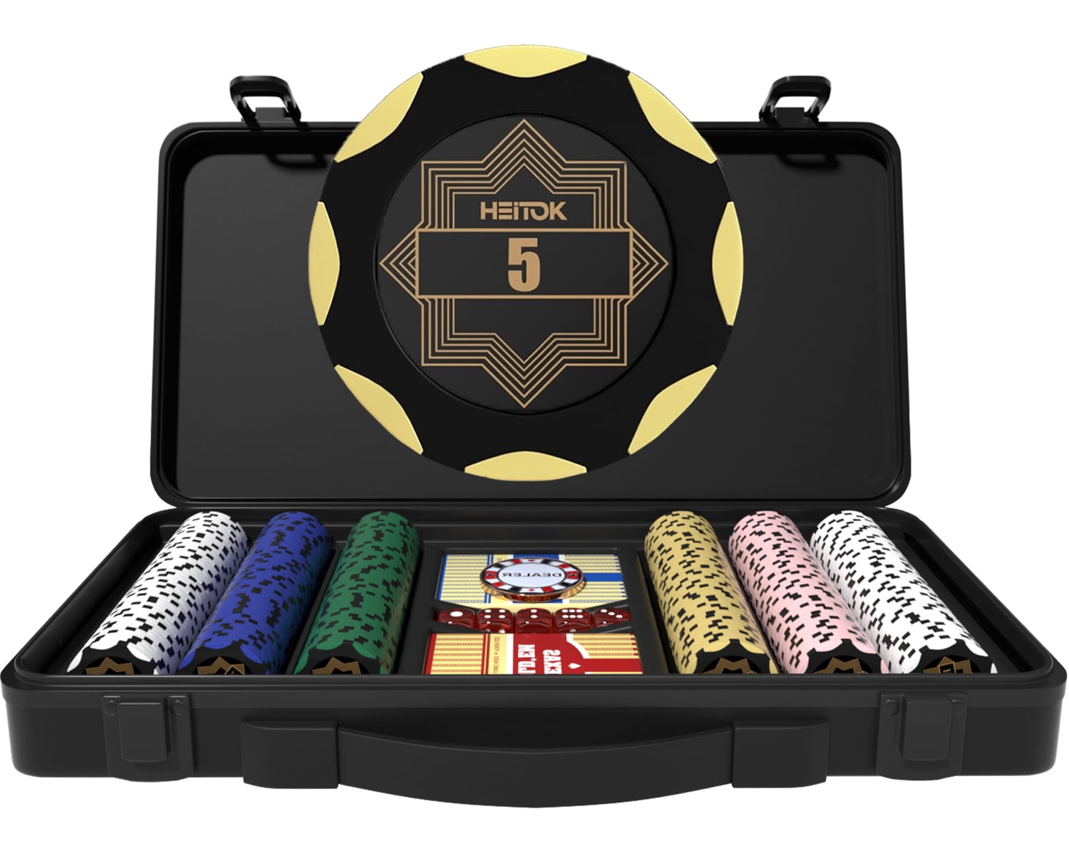 HEITOK 300-Piece Clay Poker Chip Set with Denominations, High-End ...