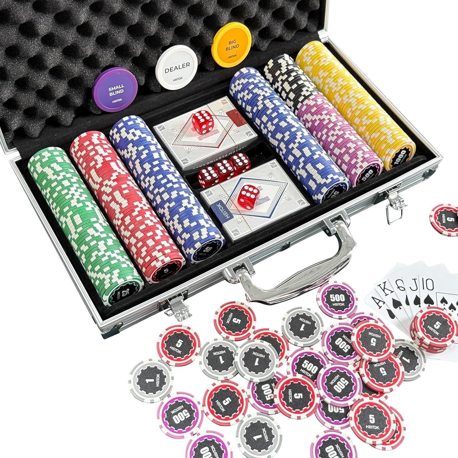 300-pcs Poker Chips with Denominations, 11.5g Weighted Numbered Casino ...