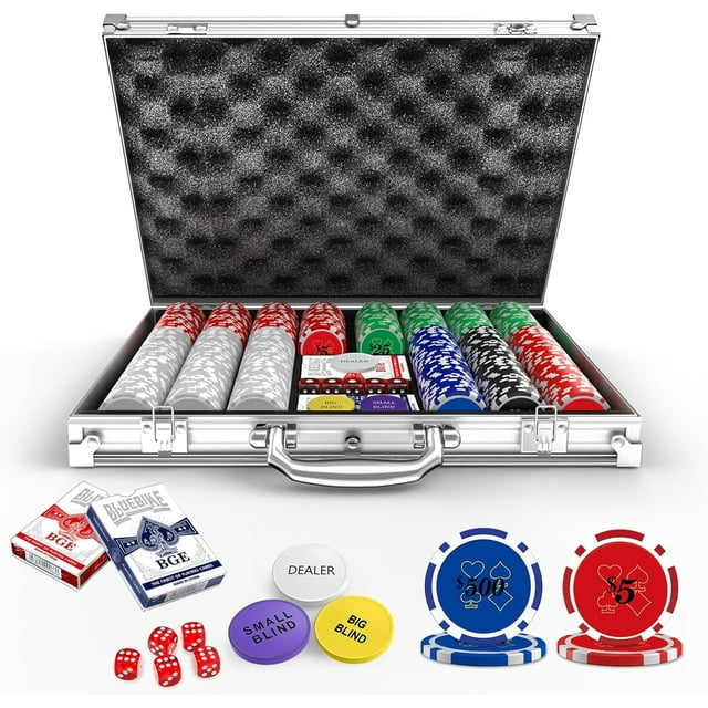 HEITOK 500PCS 11.5g Professional Poker Chip Set with Aluminum Case for ...