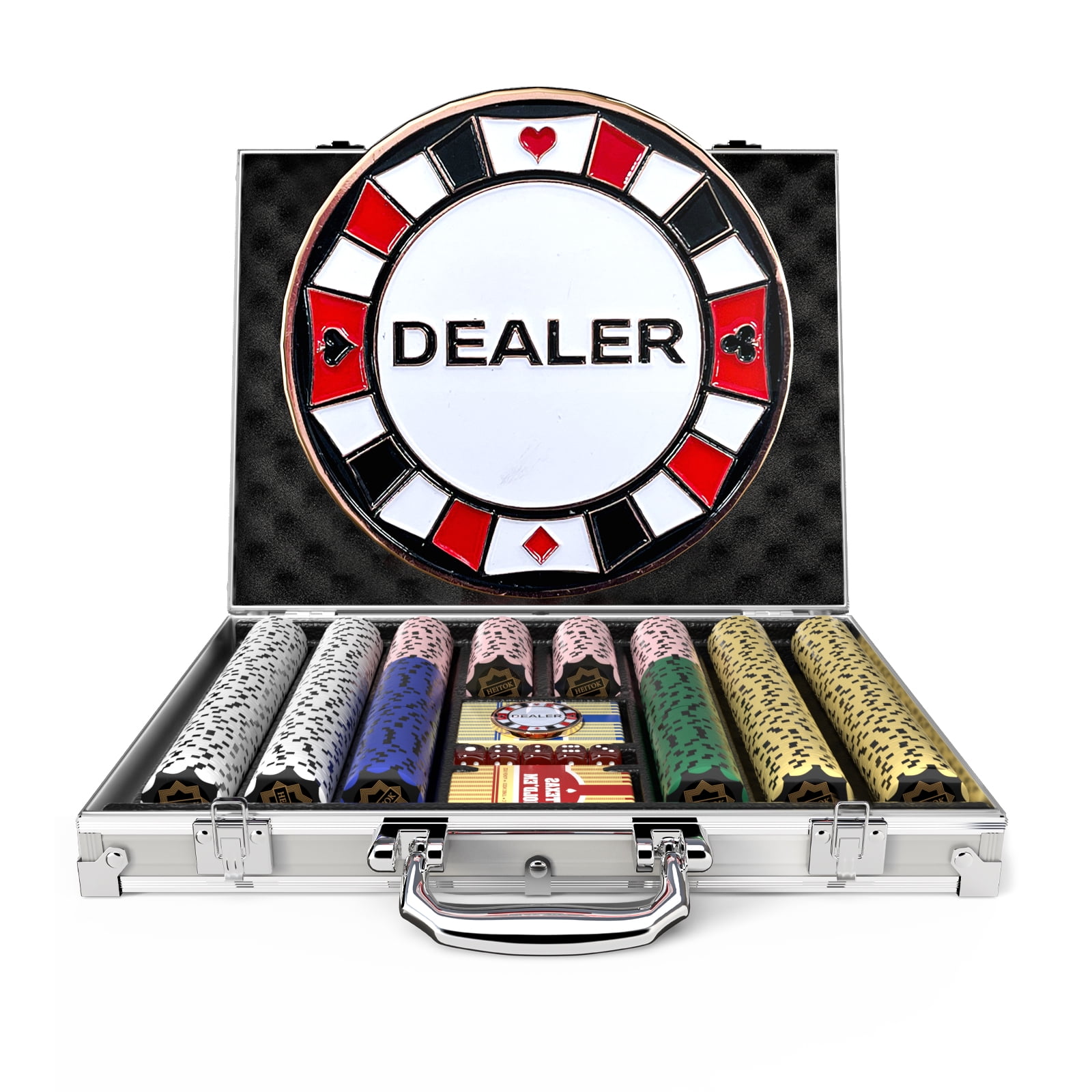 HEITOK 500 Professional Clay Poker Chips Set Waterproof Cards ...