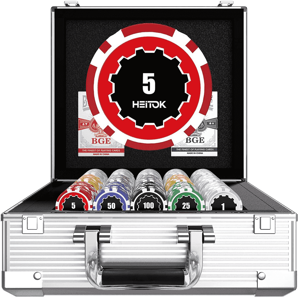 600 Piece Poker Chip Set - 11.5g Weighted Numbered Chips, 5 Dice, 2 ...