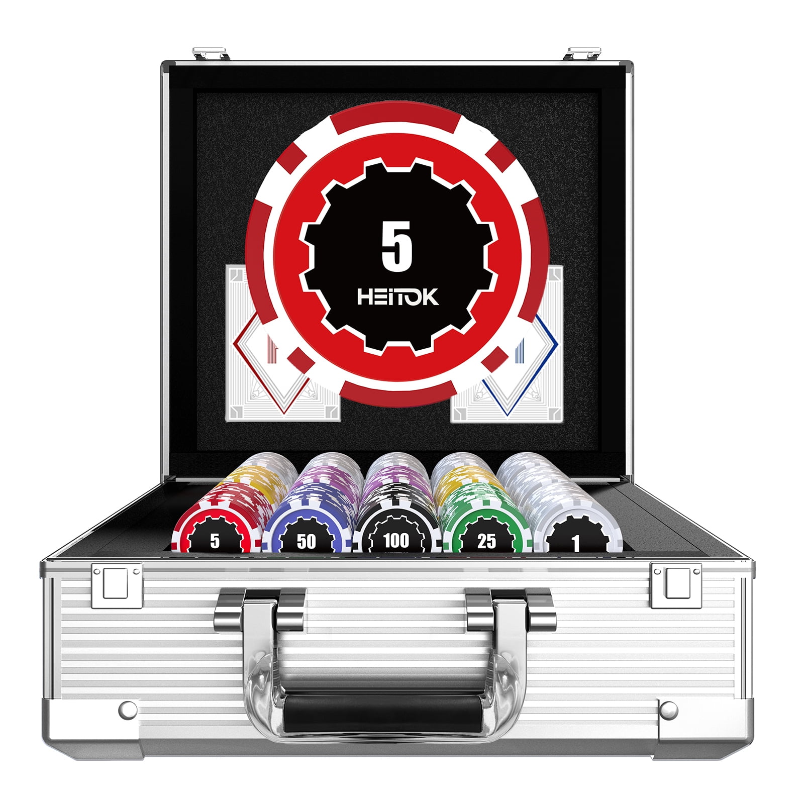 HEITOK Poker Chip Set 11.5g with Aluminum Case - Texas Hold'em - 600 ...