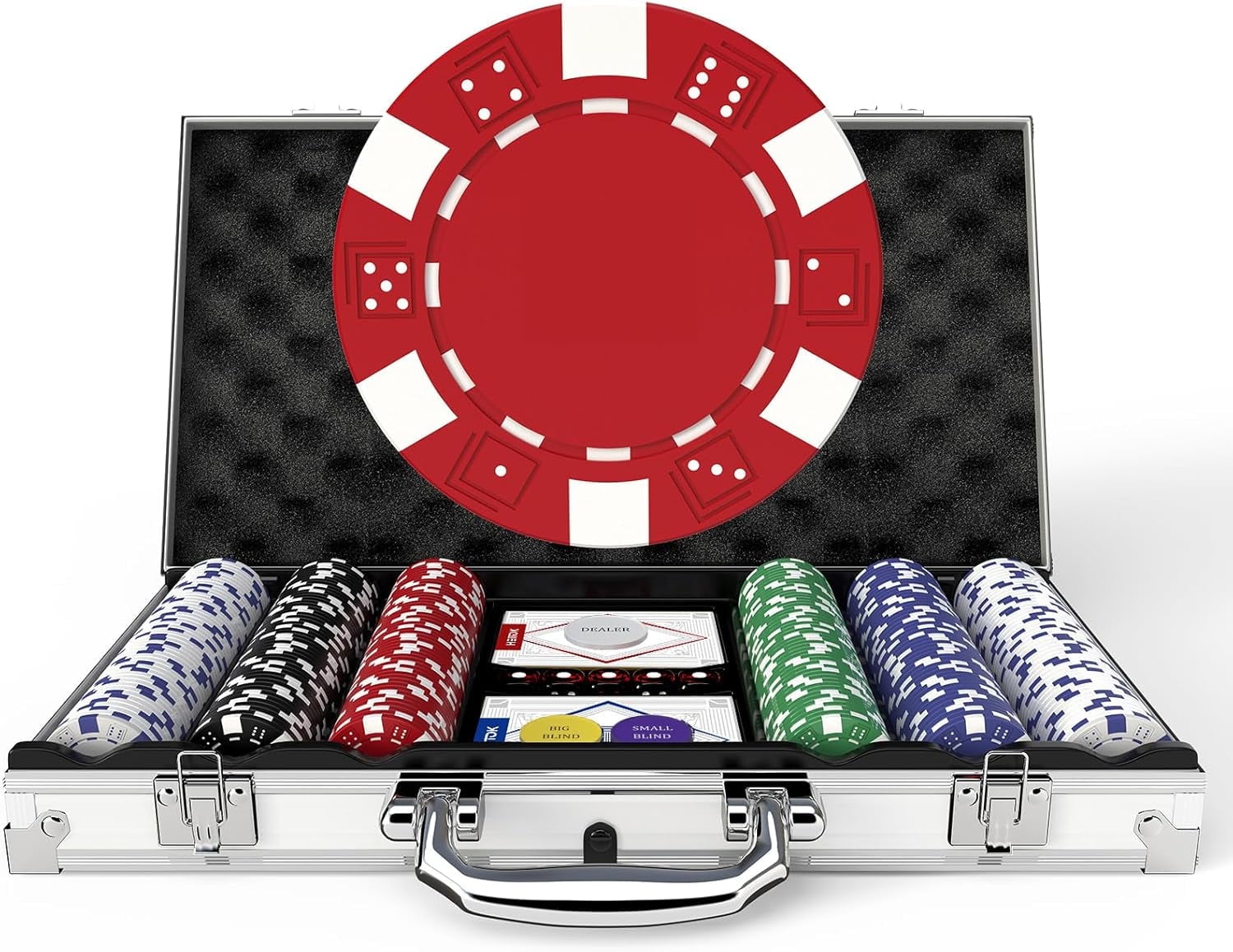 HEITOK 300-Piece Poker Chips Set with Aluminum Case, 11.5g Weighted ...