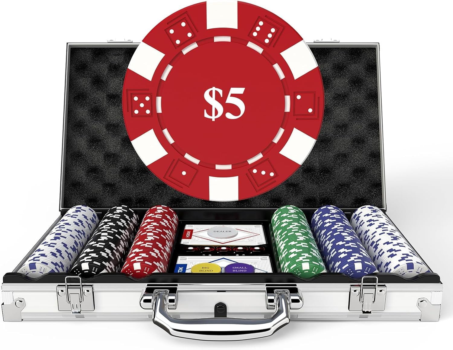 Heitok Poker Set - 300PCS Poker Chips with Aluminum Case, Professional ...