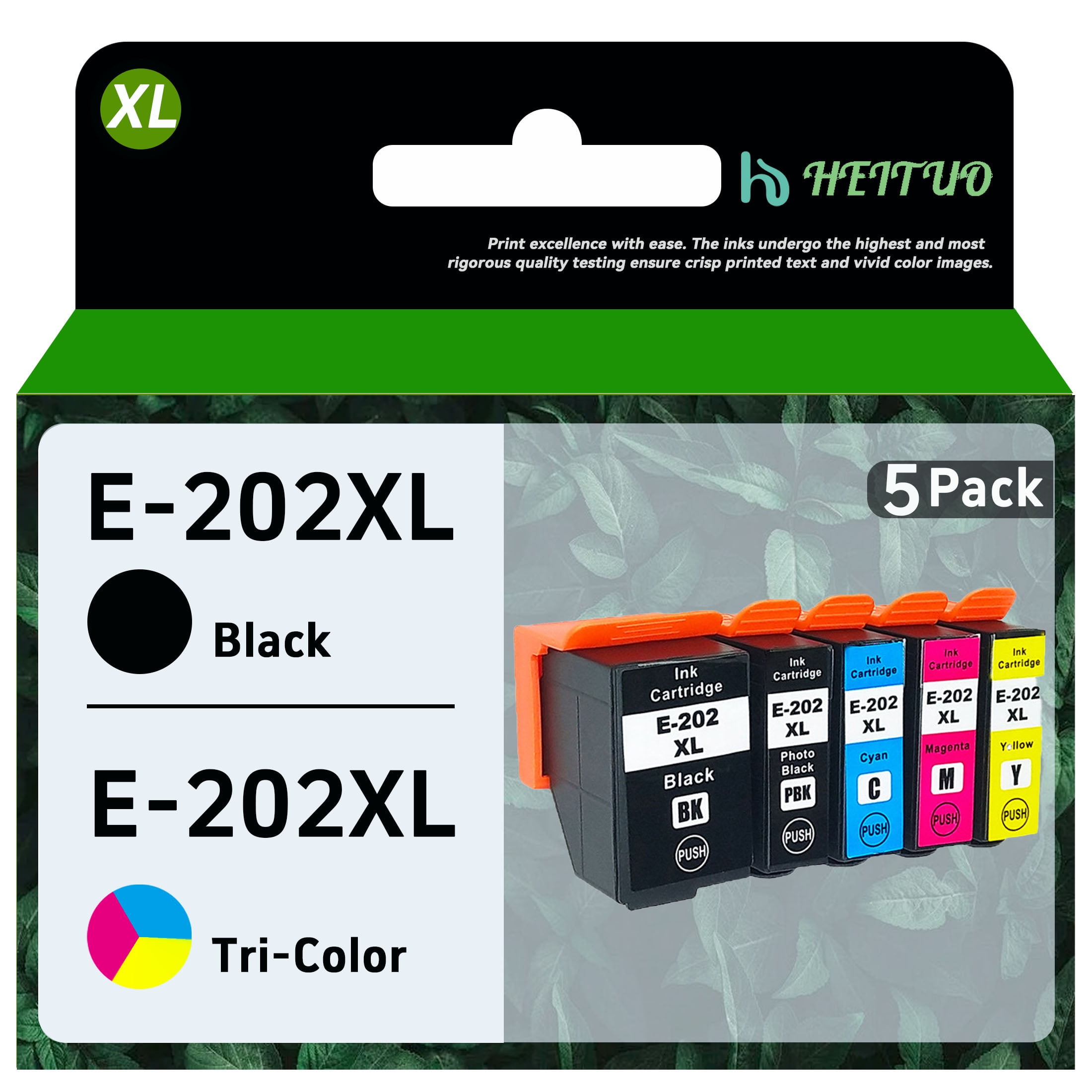 HEITUO 202XL Ink 202XL Ink Cartridges 5 Pack T02G1(202XLBK)/T02H1 ...
