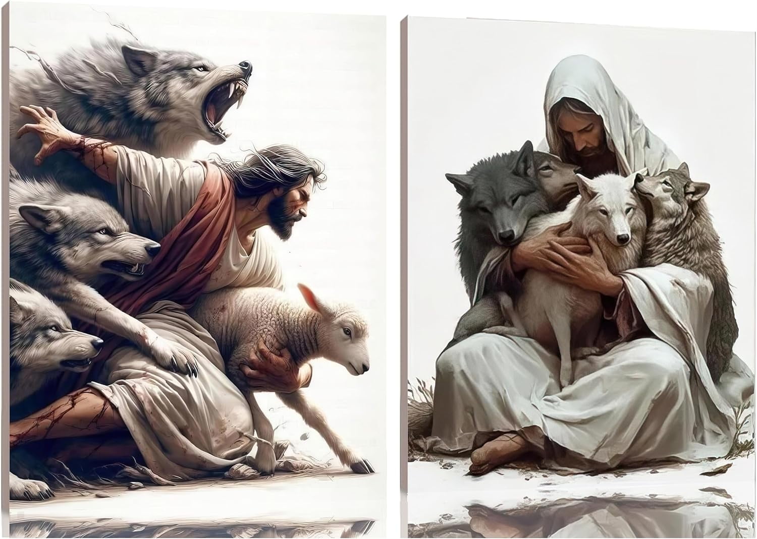 HEIWPMGY Canvas Painting - Saves The Lost Lambs Wall Art - Christian ...