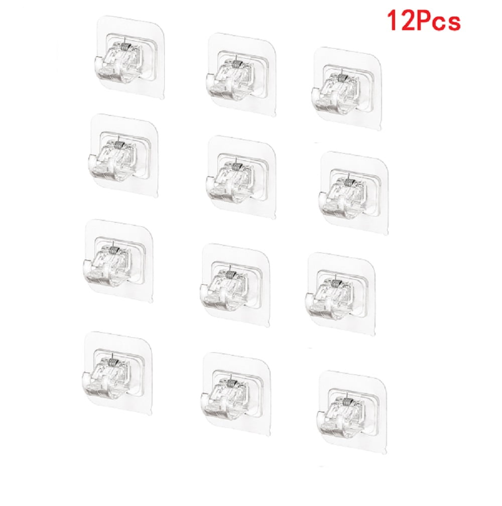 HEJULIK 12PCS no-drill curtain rod hooks, self-adhesive curtain rod ...