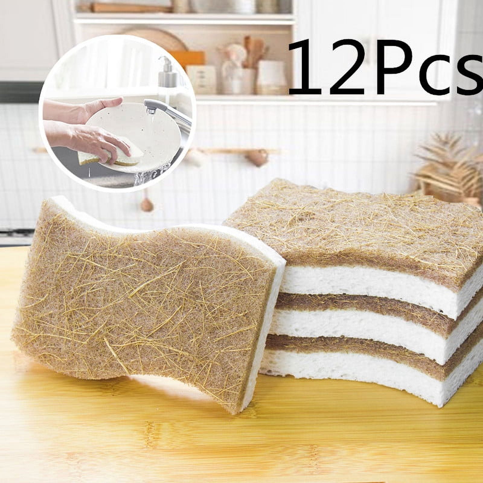 HEJULIK 12Pcs Natural Kitchen Sponge - Biodegradable Compostable ...