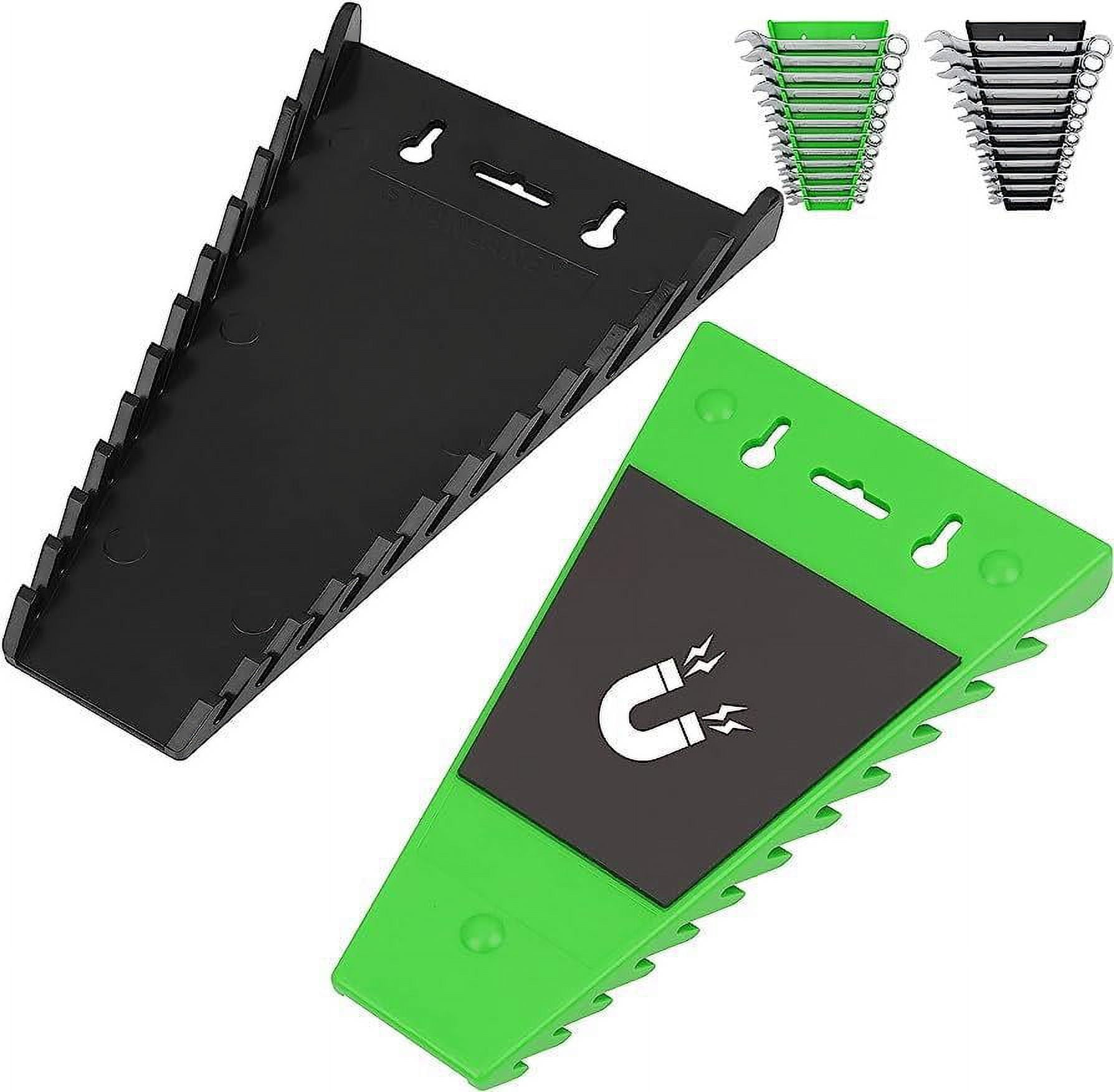 HEJULIK 2Pcs 24-Slot Magnetic Wrench Organizer, Wrench Organizer Tray ...
