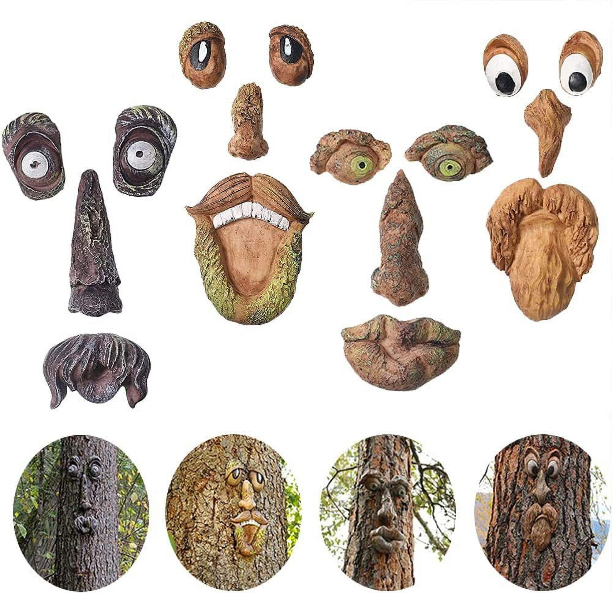 HEJULIK 4Pcs Tree Face Decor Outdoor, Tree Face Outdoor Statues Old Man ...