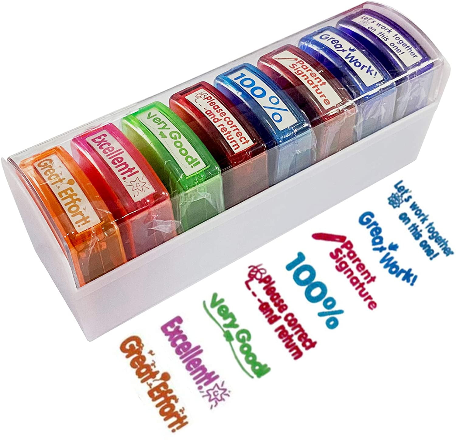 HEJULIK 8 pcs Teacher Stamps for Grading Classroom，Parent Signature ...