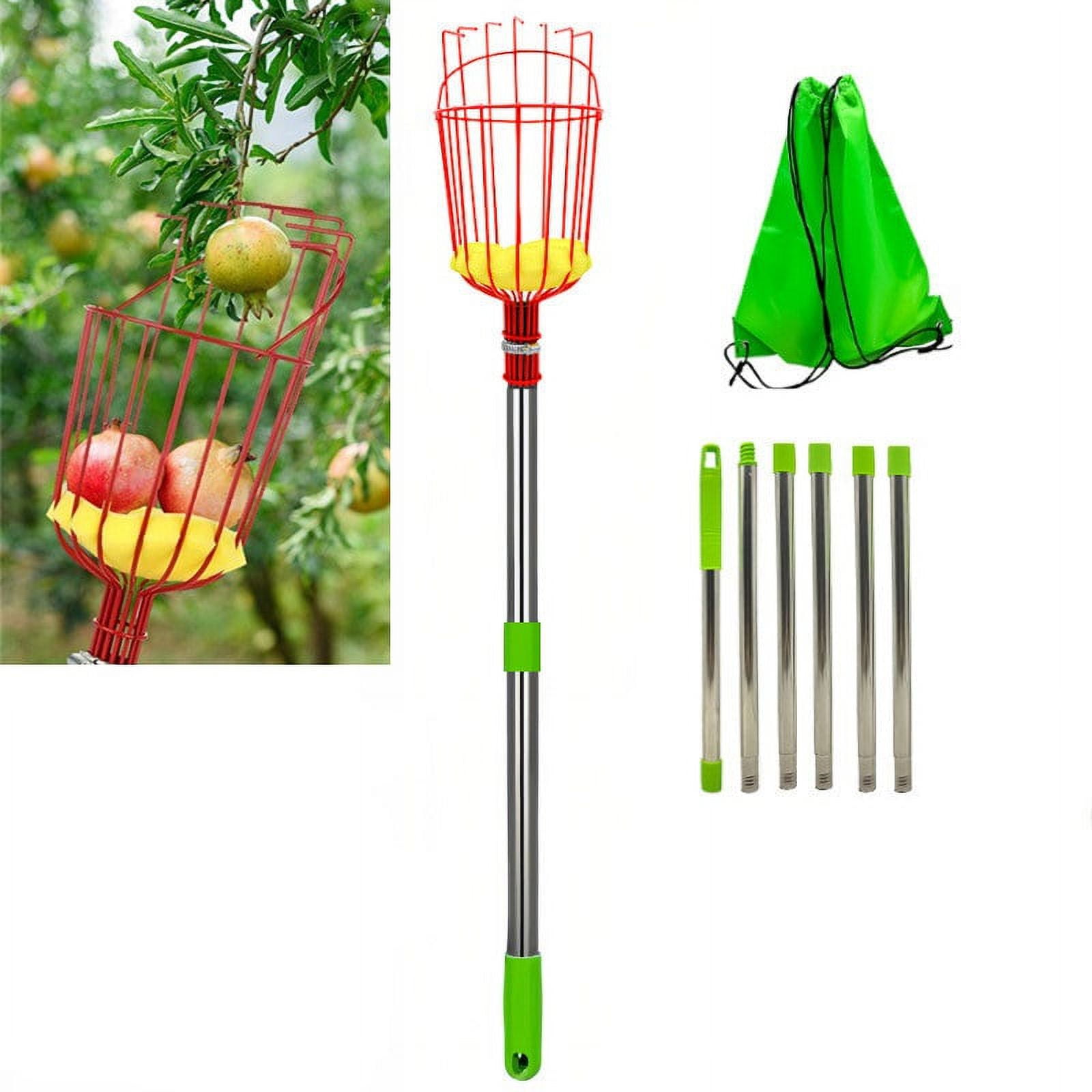 HEJULIK 95 Inch Fruit Picker Pole Tool with Basket Telescoping Long ...