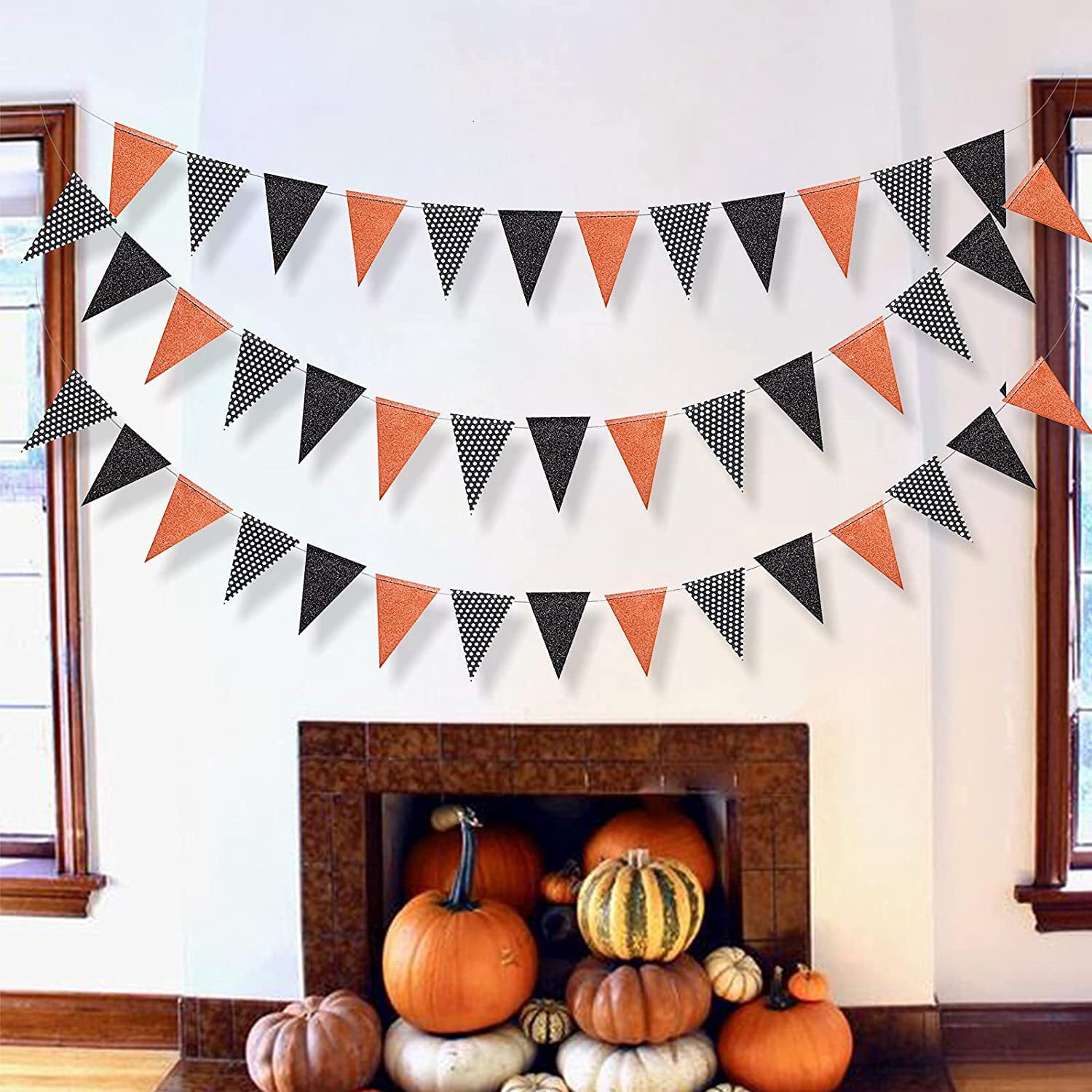 HEJULIK Black Orange White Dot Circle Garland Halloween Hanging ...